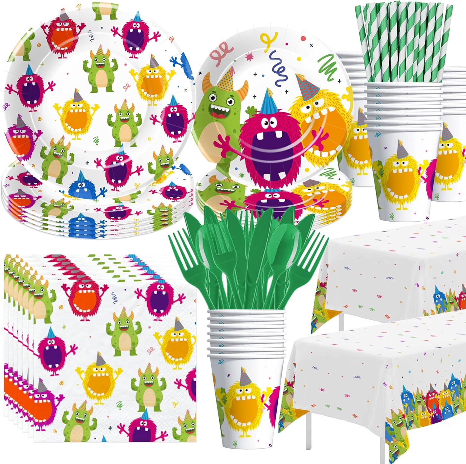 Amazon.com: Xigejob Monster Birthday Party Supplies - Monster Party Decorations Tableware, Plate ...