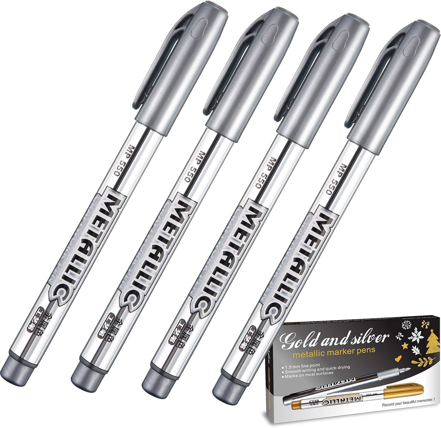 Amazon.com : 4 Pieces Metallic Marker Pens, Metallic Permanent Paint ...