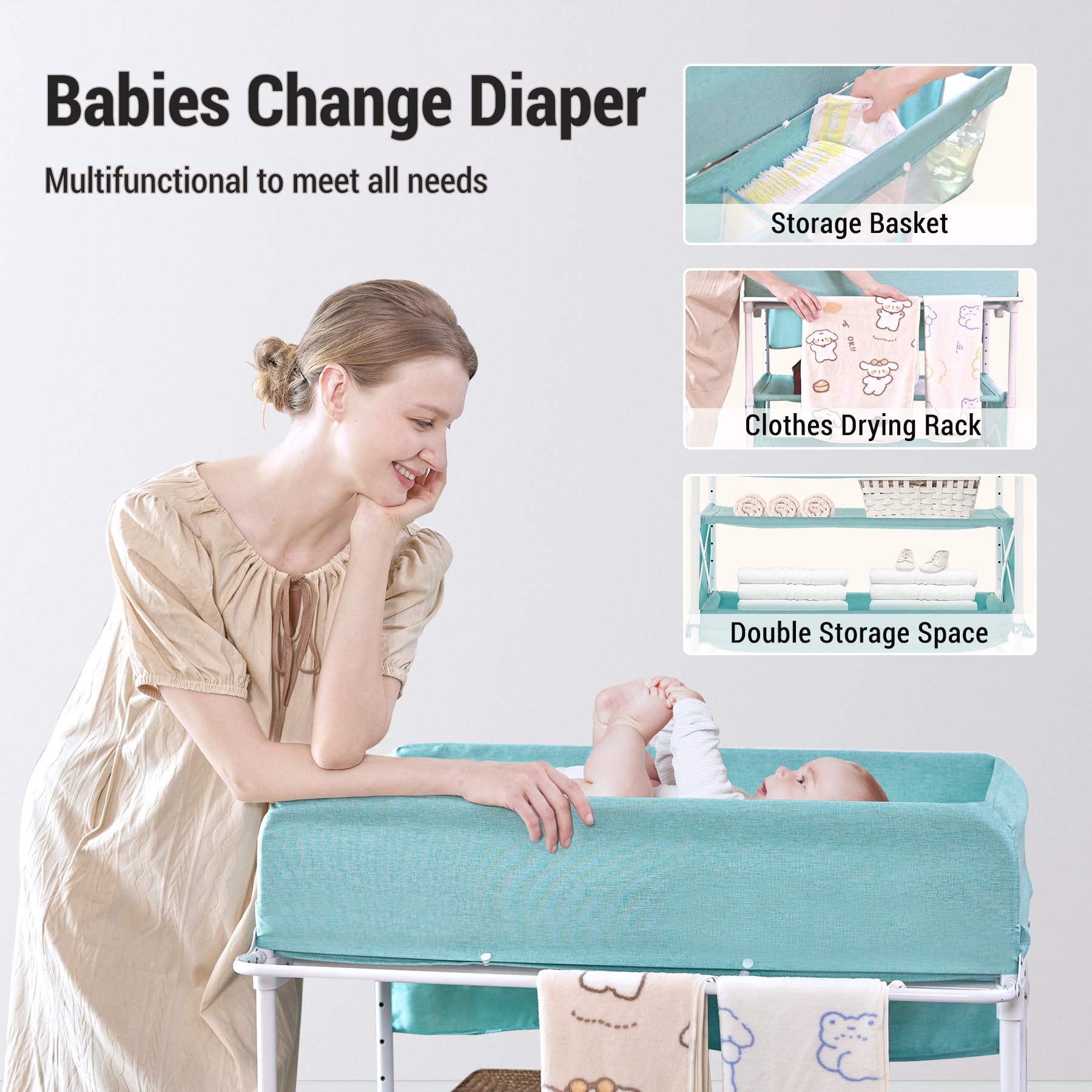 SEA PUNK Portable Baby Diaper Changing Table, Foldable Diaper Changing ...