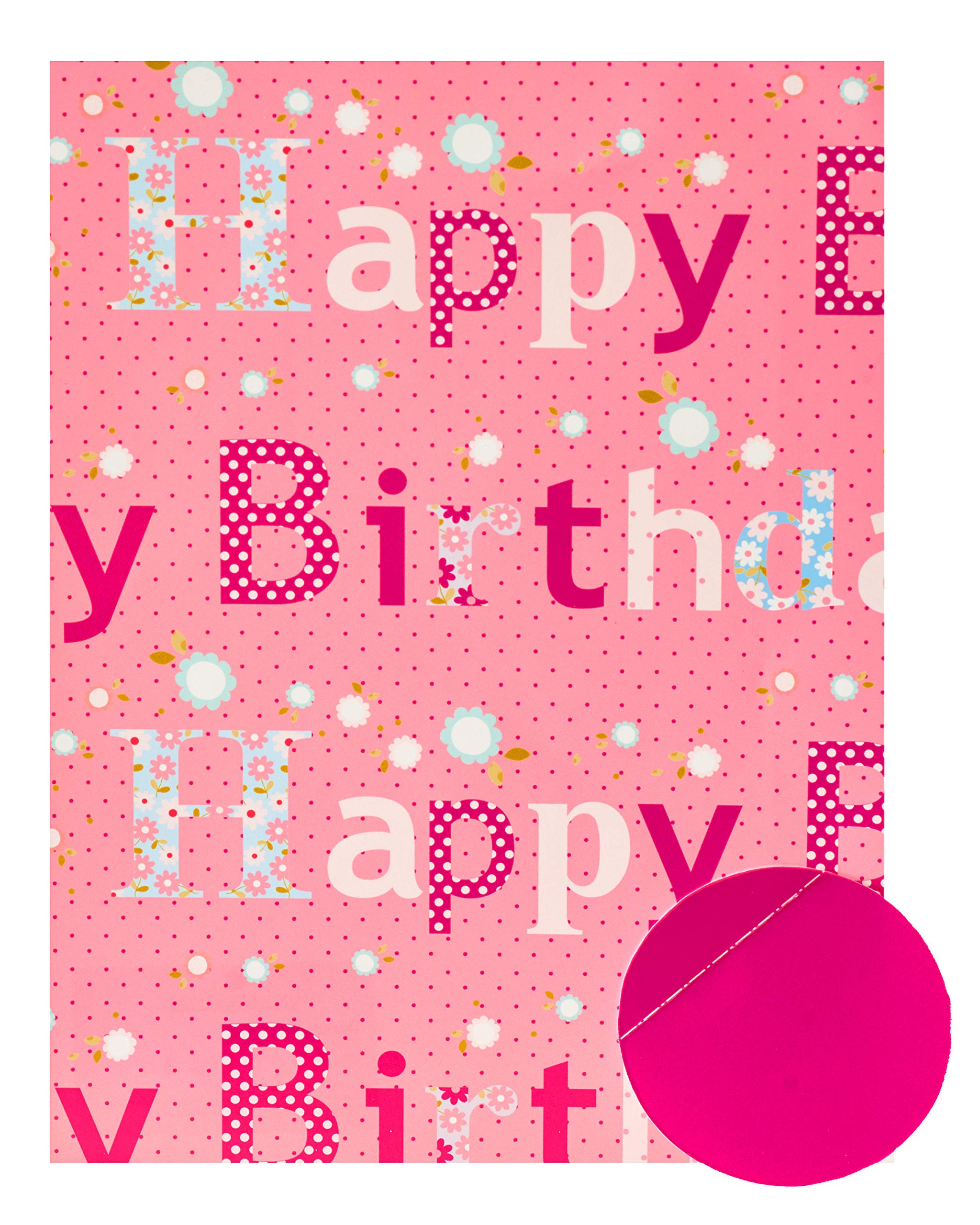 Happy Birthday Wrapping Paper Pink - Pink Wrapping Paper - Happy ...