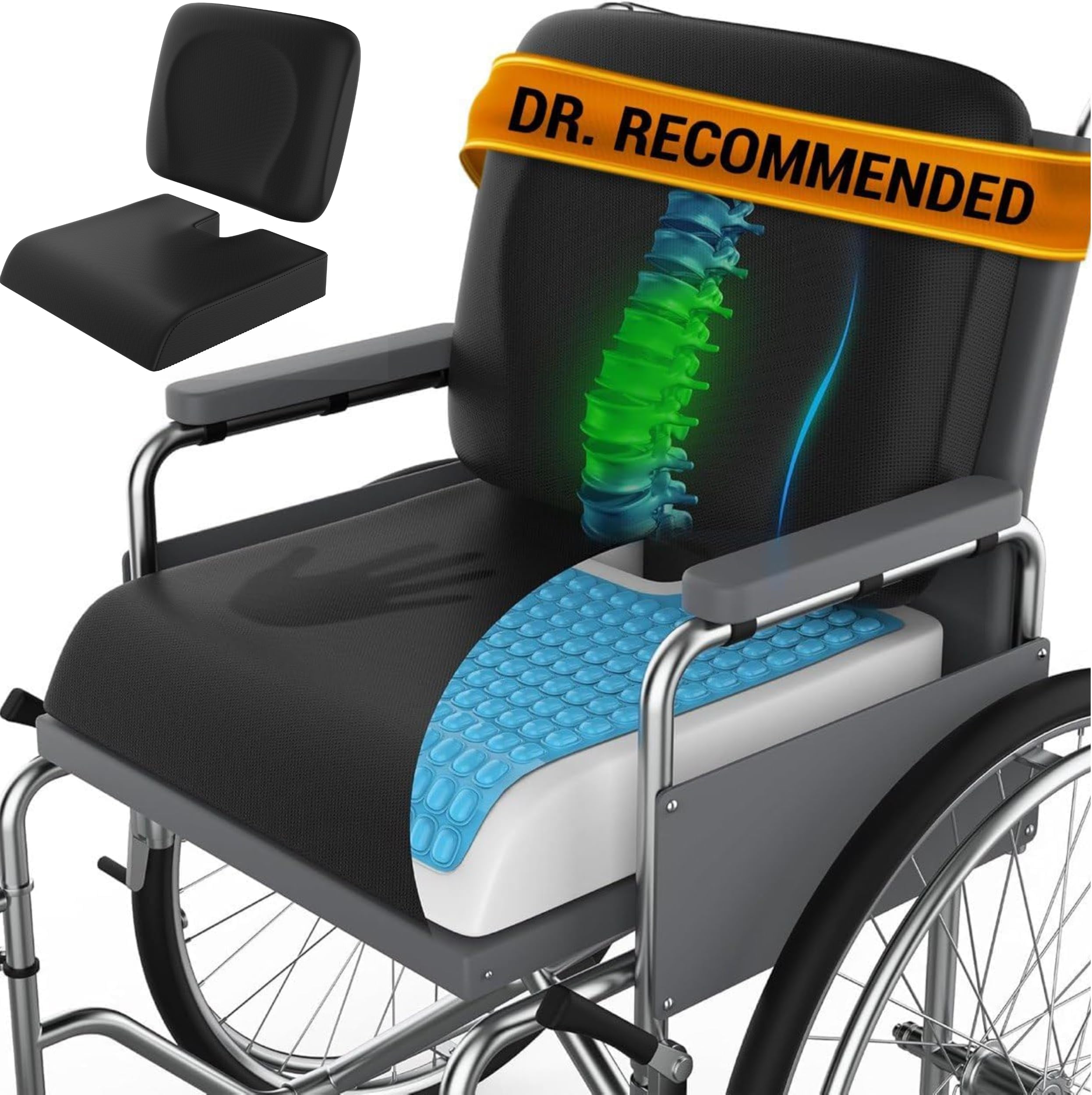 Amazon.com: CUSHIO Wheelchair Cushion for Pressure Relief - (2-Piece ...