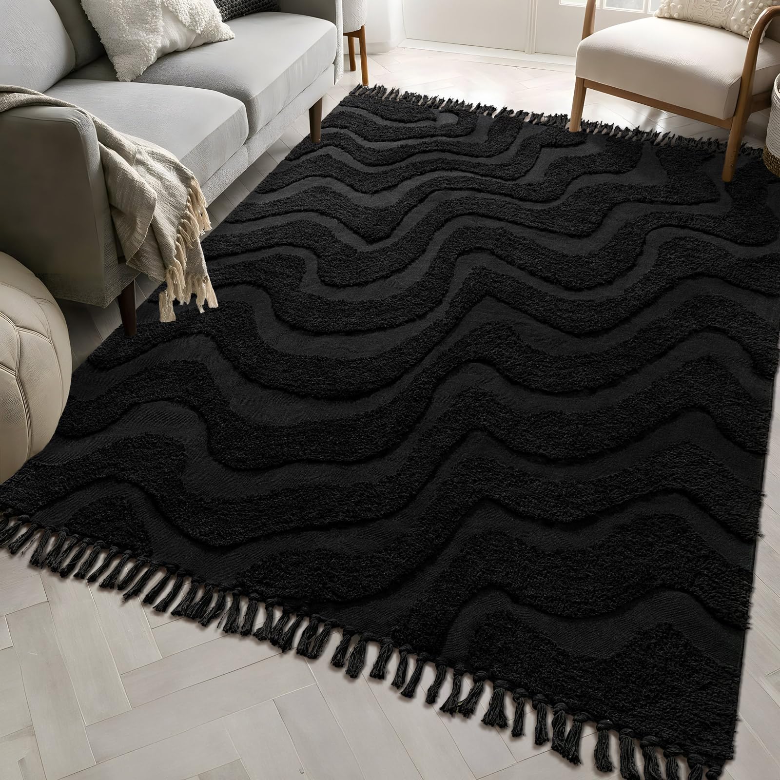 Amazon.com: Castage Black Rug 4’x6’ Rugs for Bedroom Living Room Dining ...