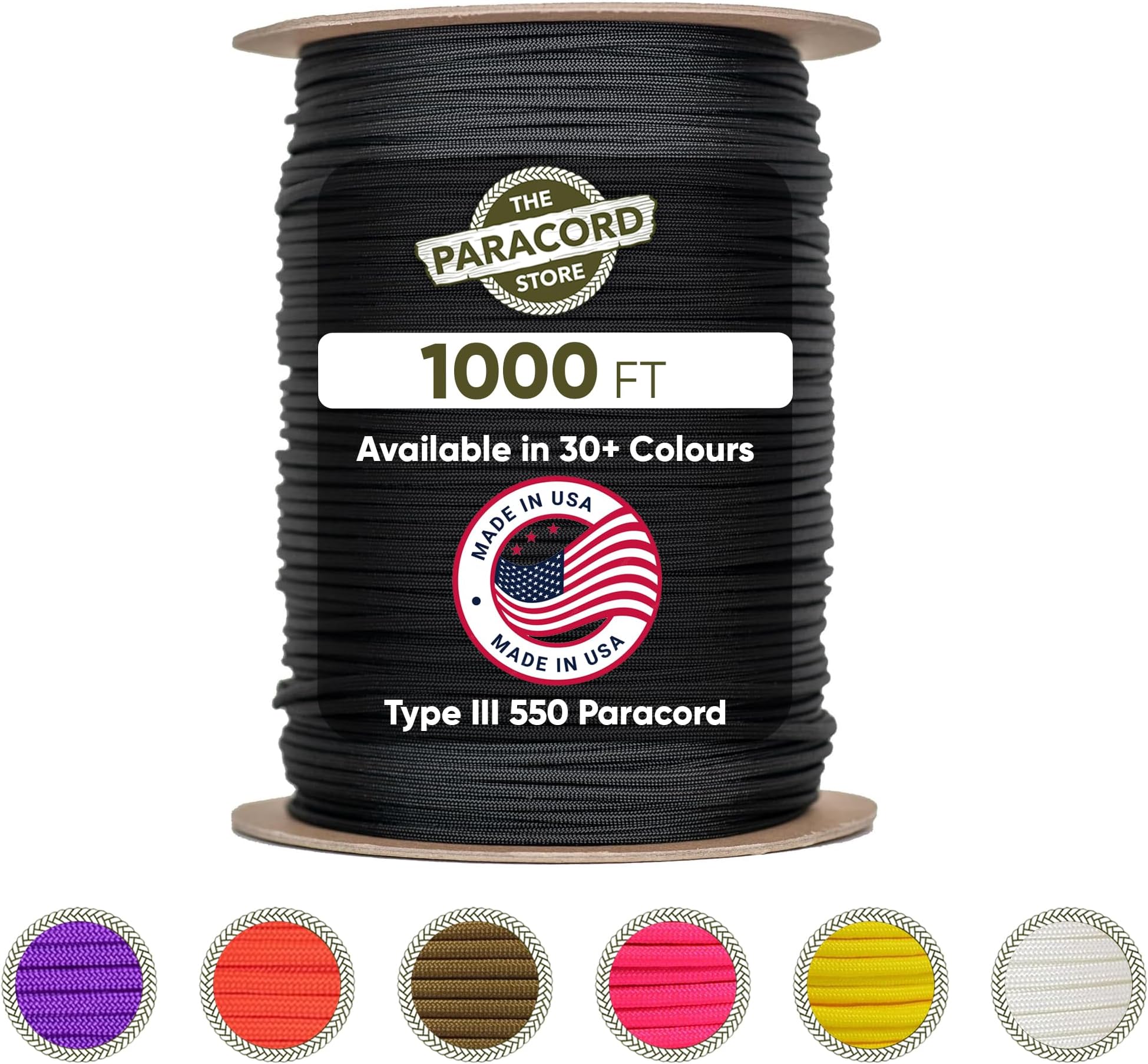 Amazon.com: The Paracord Store | Type III 550 Paracord - 1000 FT Spool ...
