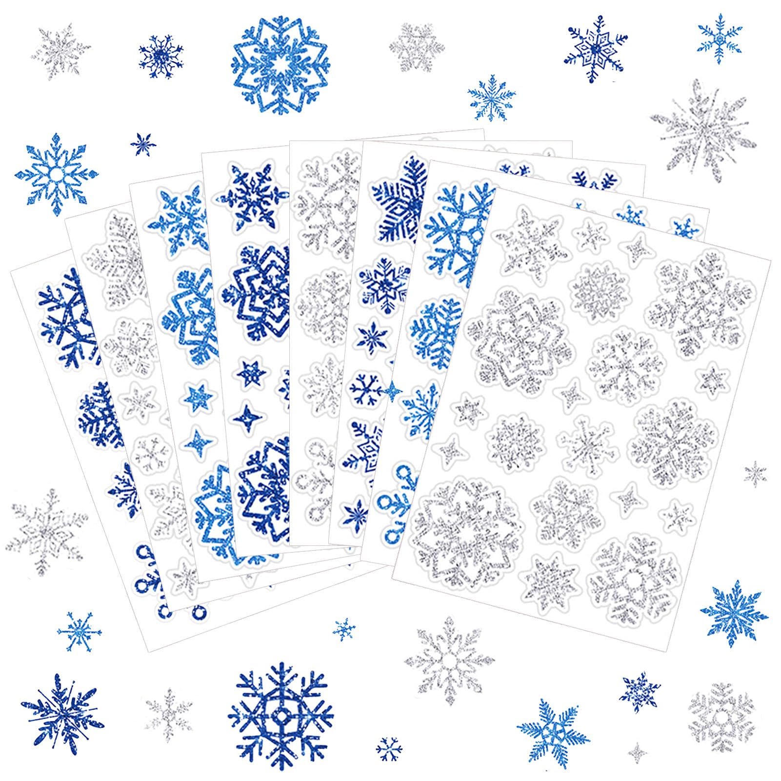 Amazon.com: Konsait Christmas Glitter Snowflake Stickers,380Pcs Winter ...