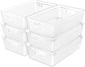 Simple Houseware Stackable Plastic Storage Baskets Kitchen Drawer ...