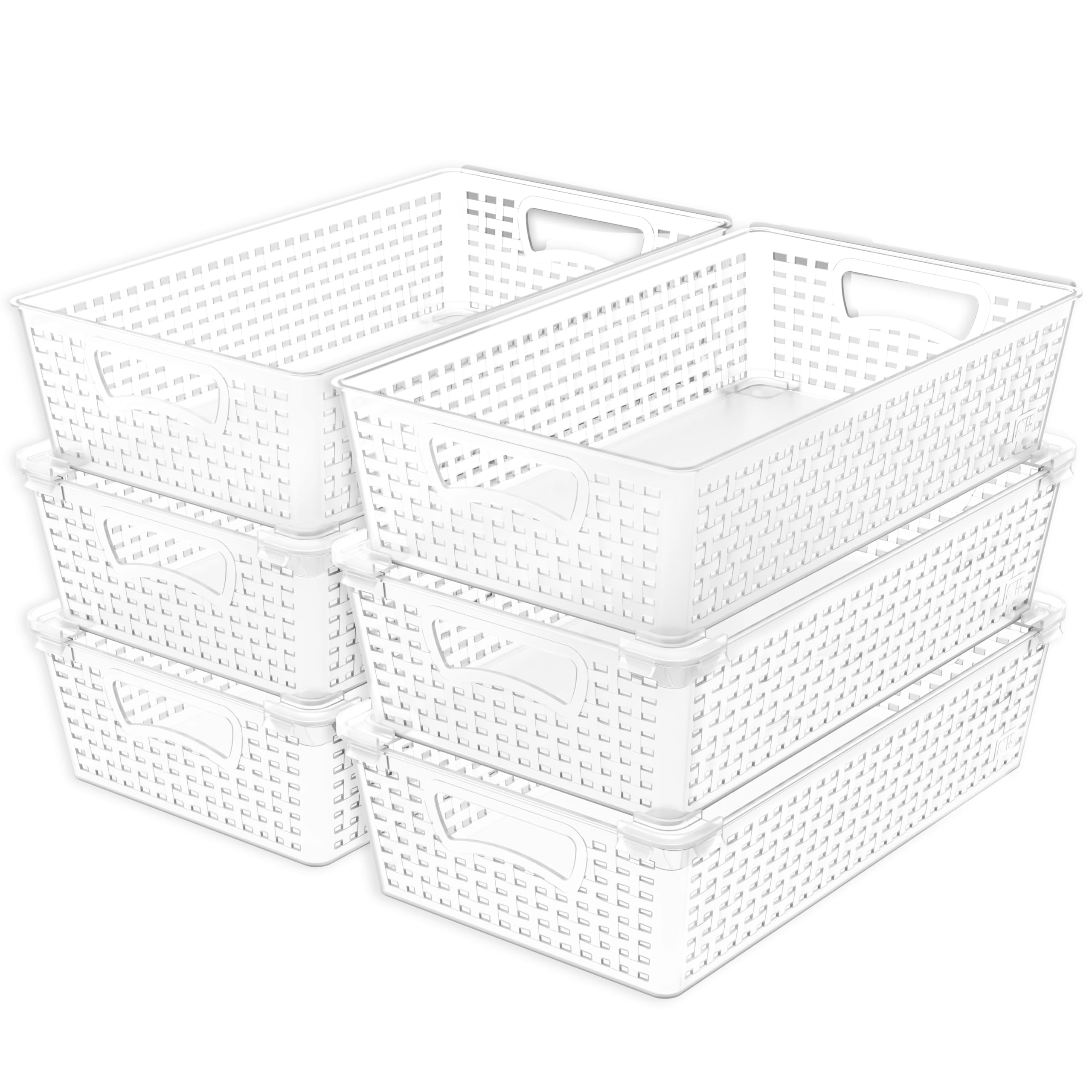 Amazon.com: Simple Houseware Stackable Plastic Woven Basket Organizer ...