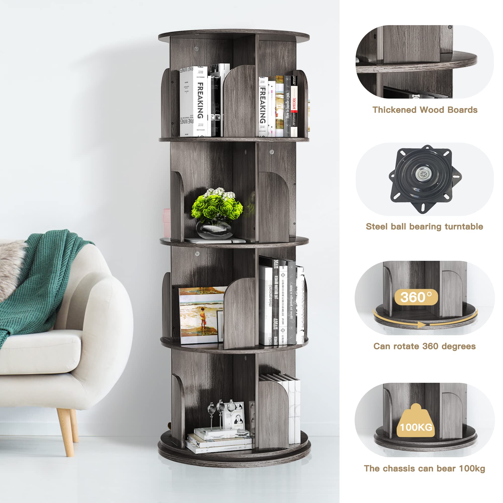Snapklik.com : Rotating Bookshelf, Rotating Bookshelf Tower For Small ...