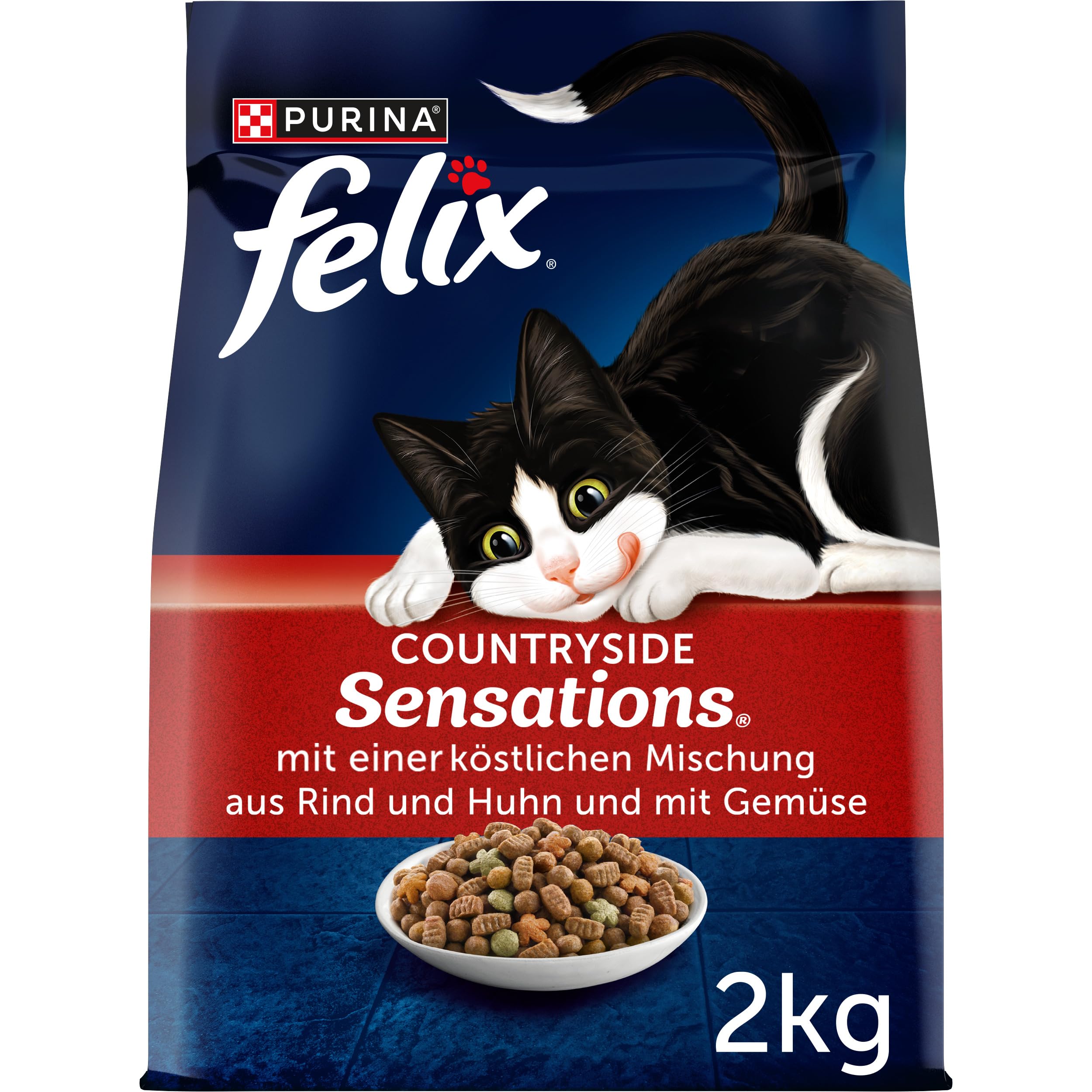 FELIX Countryside Sensations Katzenfutter trocken, mit Rind und Huhn ...
