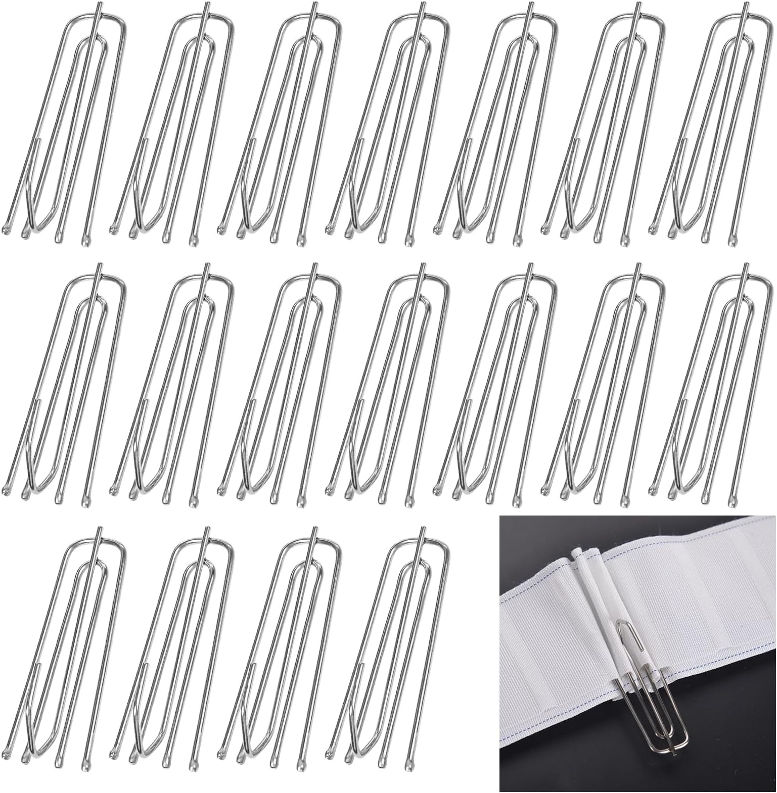 40 Pièces Crochets de Rideau en Acier Inoxydable, 4 Broches Crochet à ...