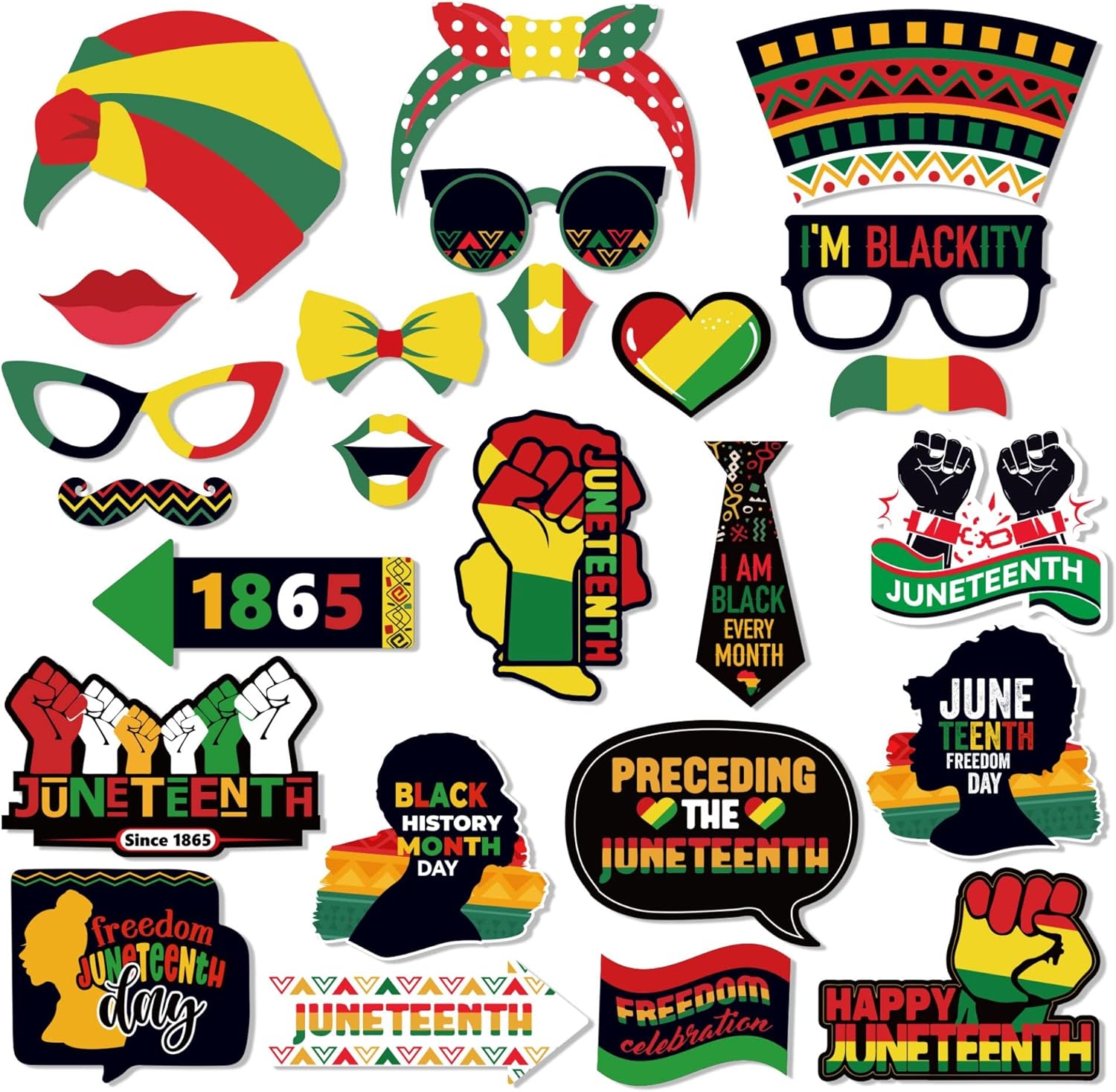 Amazon.com: Black History Month Party Props for Photo Booth Juneteenth ...