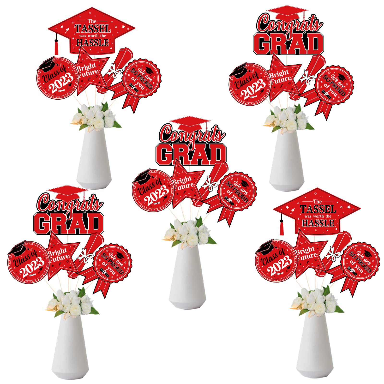 Red And White Graduation Centerpieces