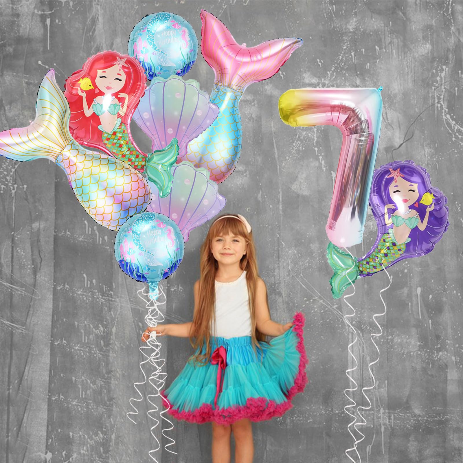 Snapklik.com : 7th Mermaid Birthday Decoration 9 Pcs Mermaid Balloons ...