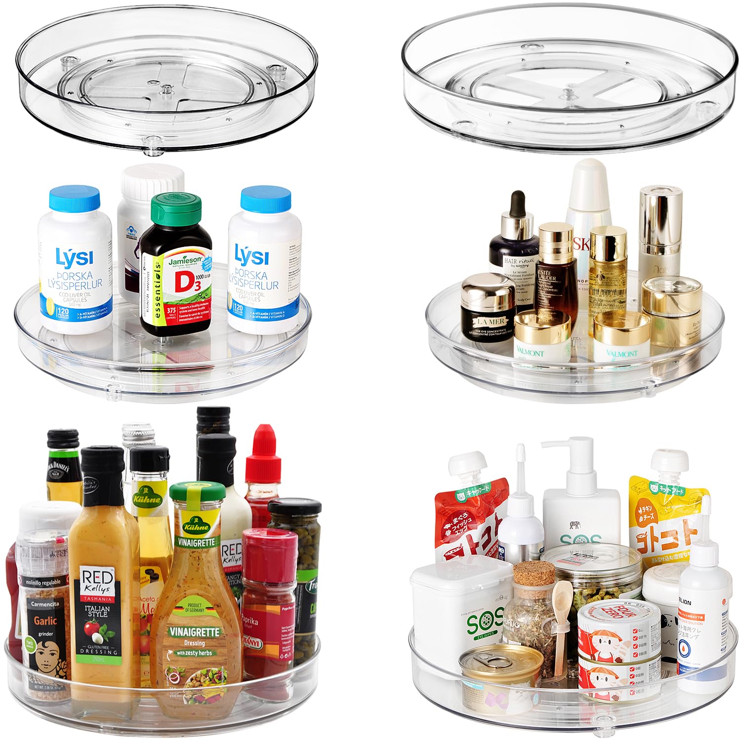 Snapklik.com : Lazy Susan Rotating Turntable Organizer Set