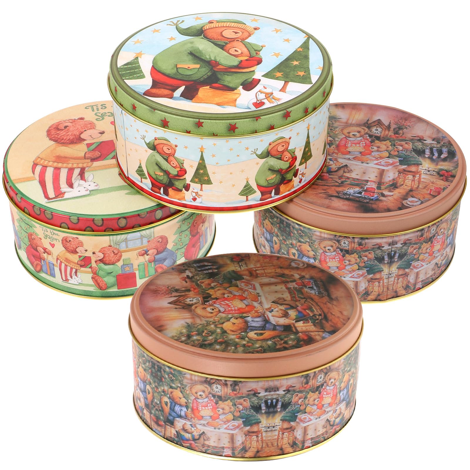 Amazon.com: DOITOOL Christmas Cookie Boxes, 4PCS Christmas Cookie Tins ...
