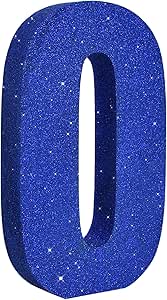 Amazon.com: TONIFUL 7.8 Inch Blue Glitter Number 0 Wooden Table ...