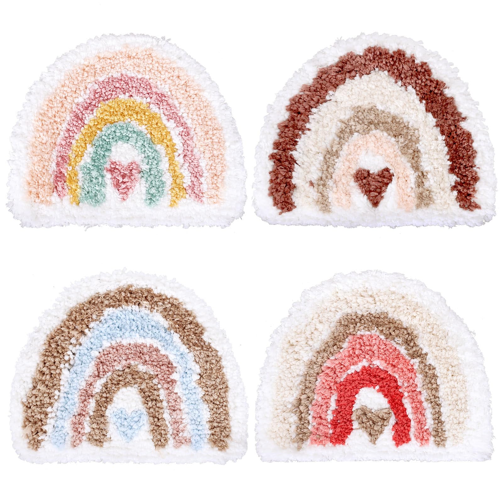 Amazon.com: Whaline 4Pcs Groovy Tufted Coaster Boho Rainbow Pastel Rug ...