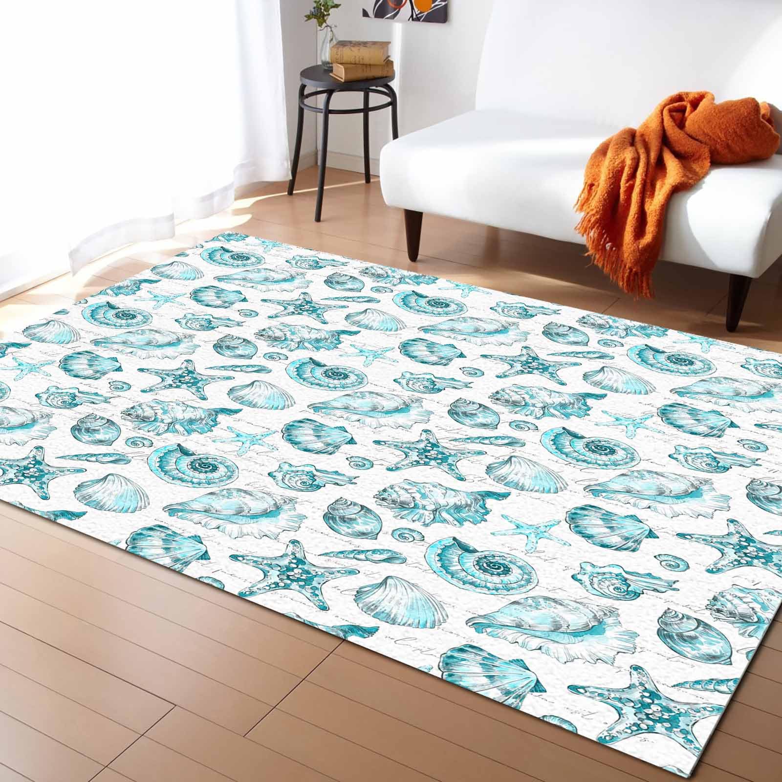 Amazon.com: RisQiten Teal Coastal Area Rugs for Living Room/Bedrooom, 2 ...