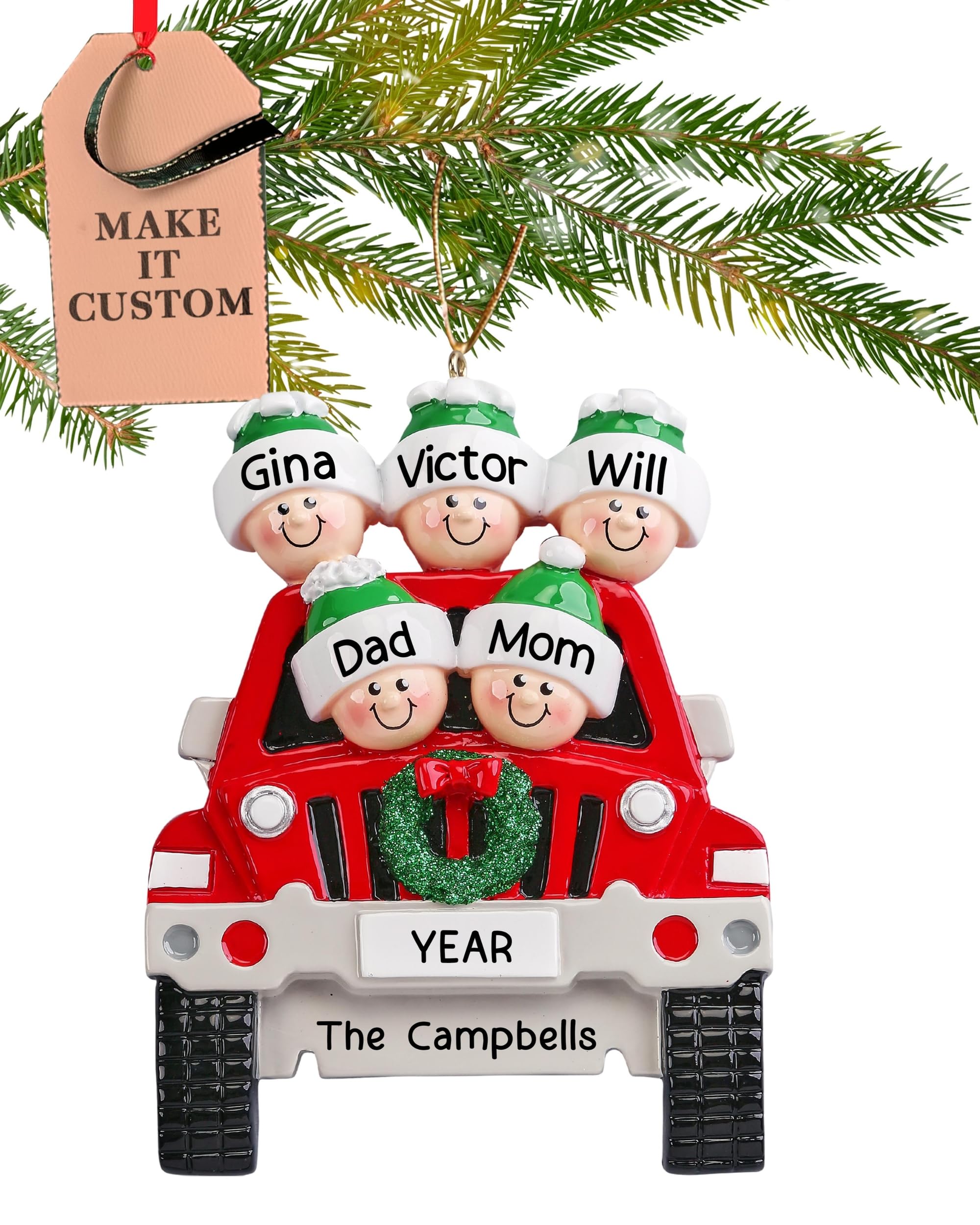 Amazon.com: Personalized SUV Christmas Ornament Family of 5 – Fast ...