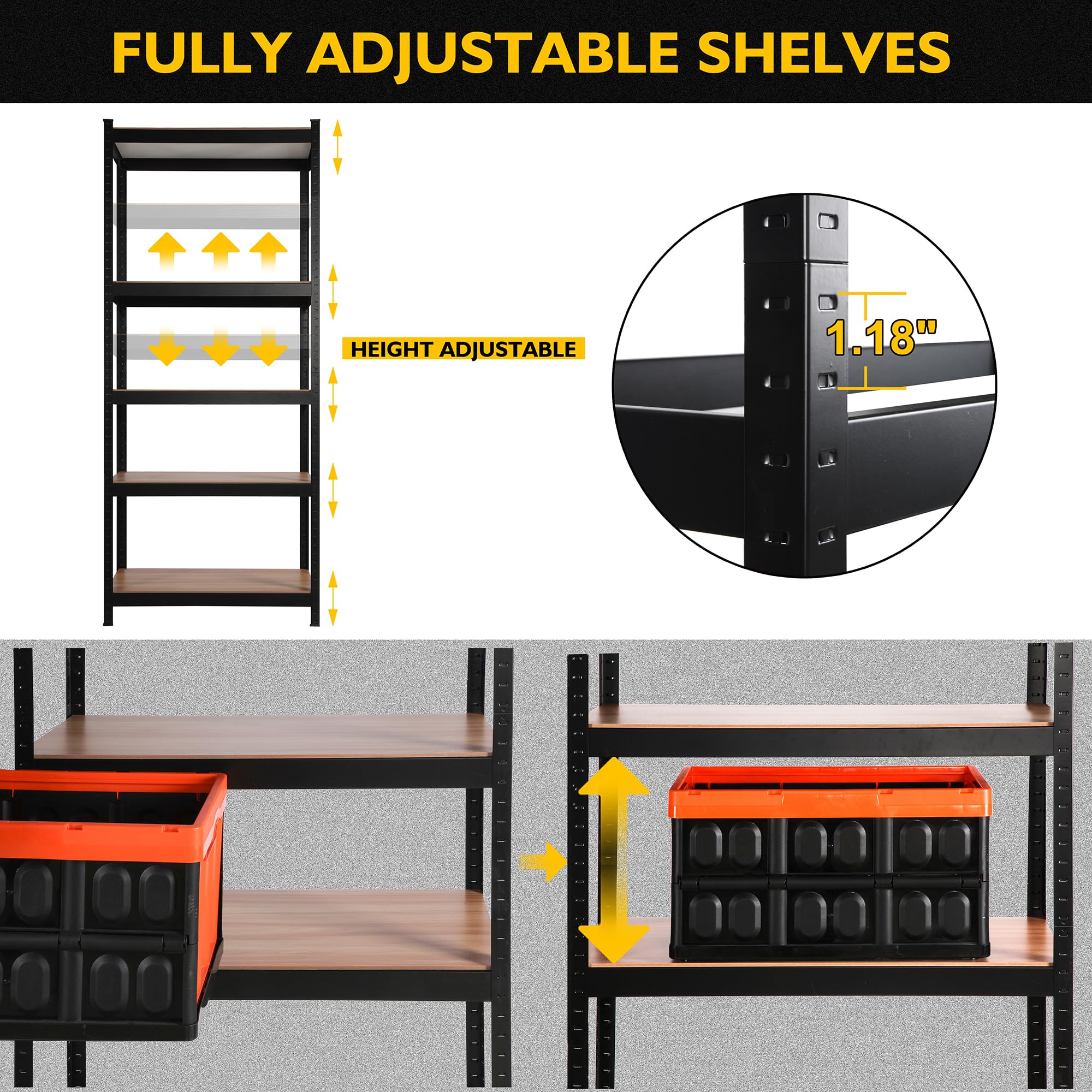 PACHIRA E-Commerce 5 Tier Dual Color Garage Storage Shelves, 71" H ...