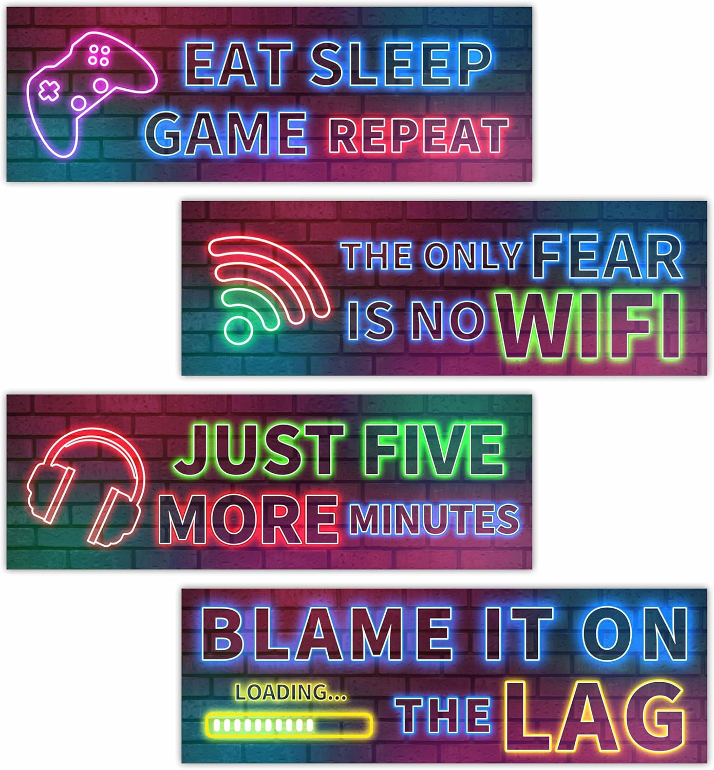 Amazon.com: 4 Pcs Neon Gaming Wall Decor, Colorful Video Game Hanging ...