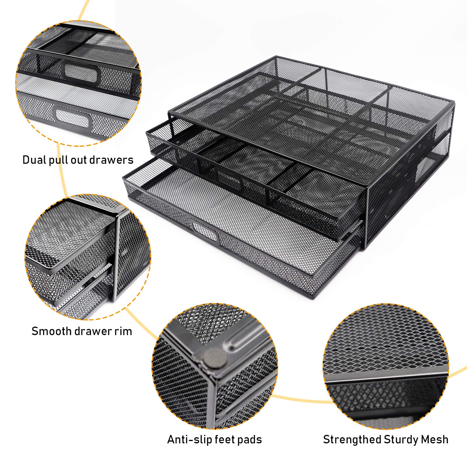 Monitor Stand Riser with Drawer - Metal Mesh Laptop Desk Organizer with ...