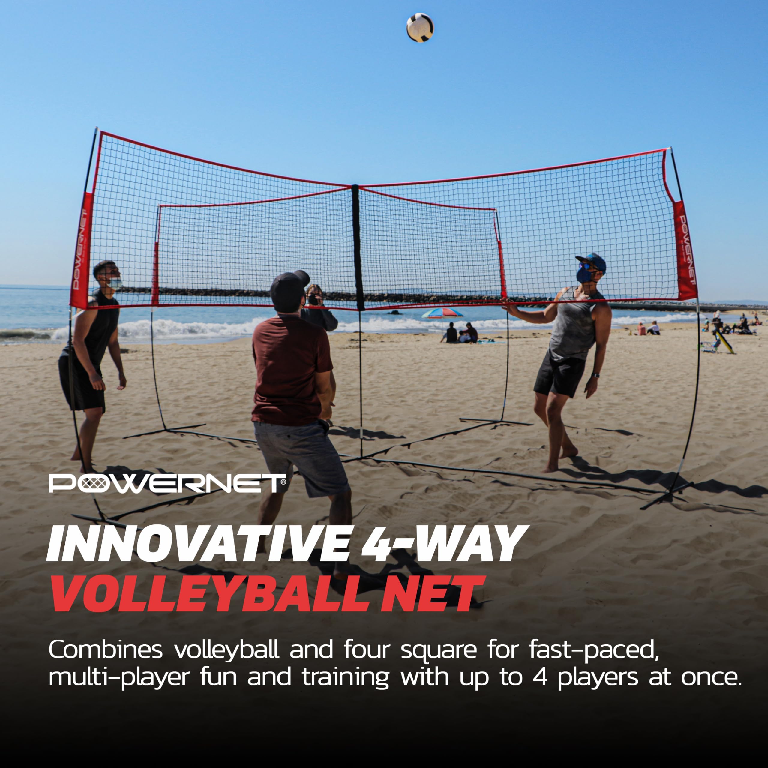 Snapklik.com : PowerNet Four Square Volleyball Net, 4-Sided Outdoor Net ...