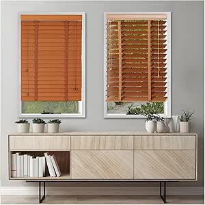 Amazon.com: 2" Slat Wood Blinds for Indoor Windows 26" 34" 35" 36" 48" 54" 72" Wide Cordless ...