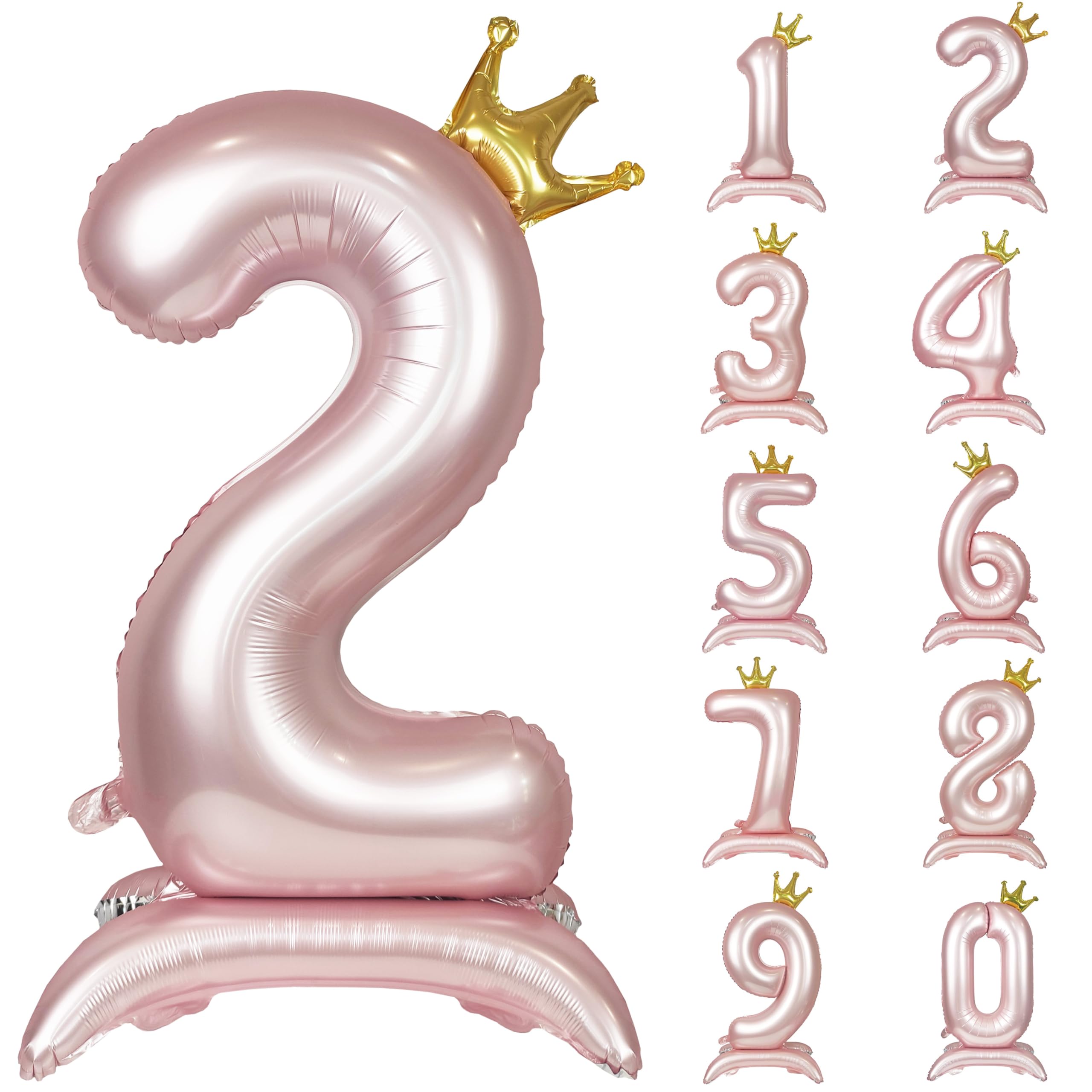 Amazon.com: 40 Inch Pink Crown Number Balloon Pink Foil Large Number 2 ...