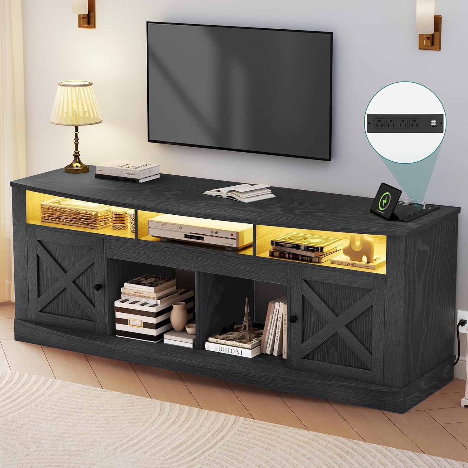 Amazon.com: YITAHOME Farmhouse TV Stand for 75 Inch TVs, Entertainment ...