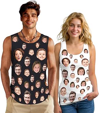 Amazon.com: Custom Face Tank Top for Women Men Personalized Matching ...
