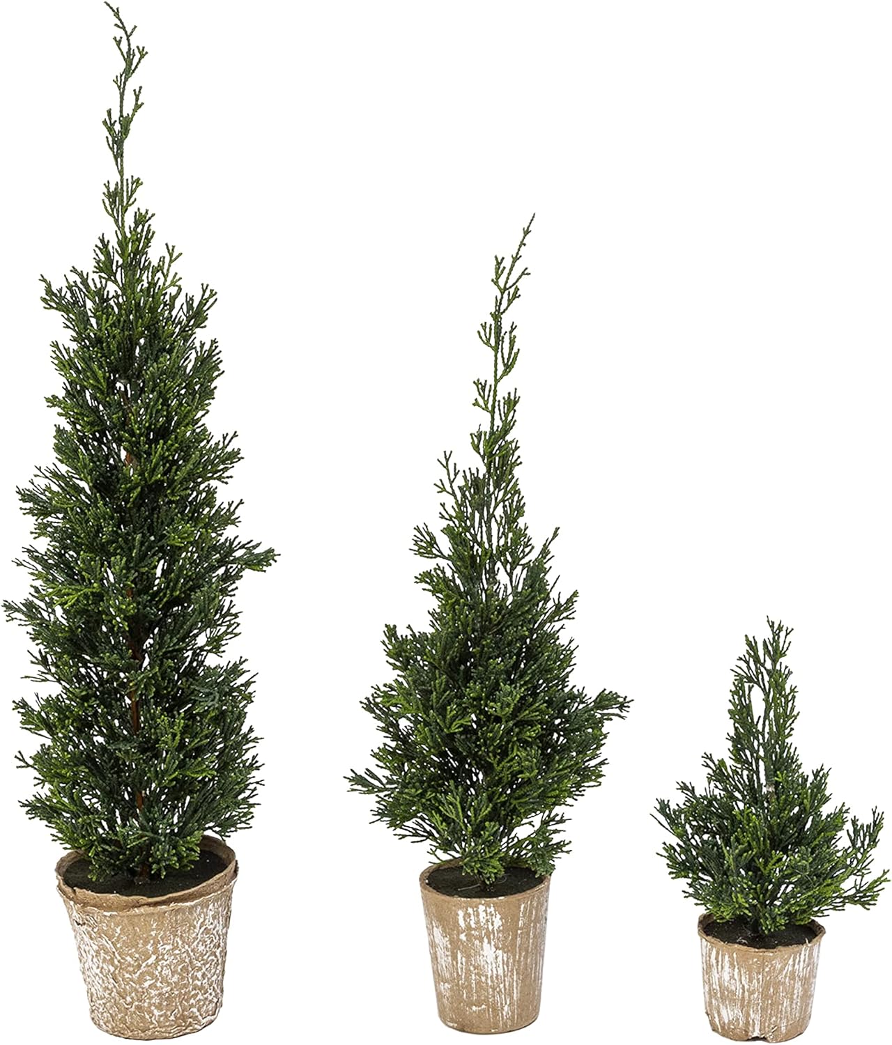 Amazon.com: Gerson 2551850 Potted Cedar Trees, Set of 3: Home & Kitchen