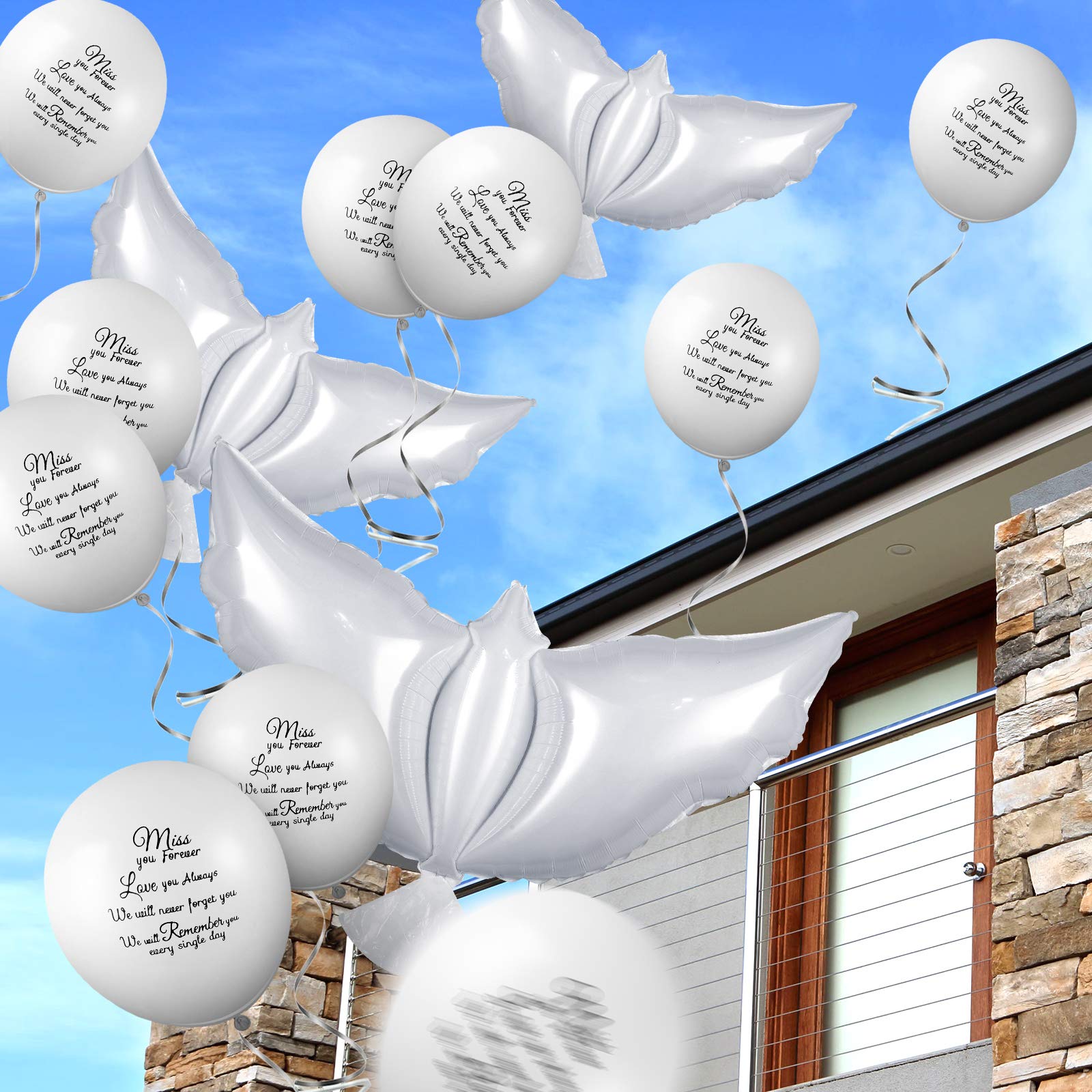Sumind 50 Pieces White Memorial Balloons 12 Inch Funeral Remembrance ...