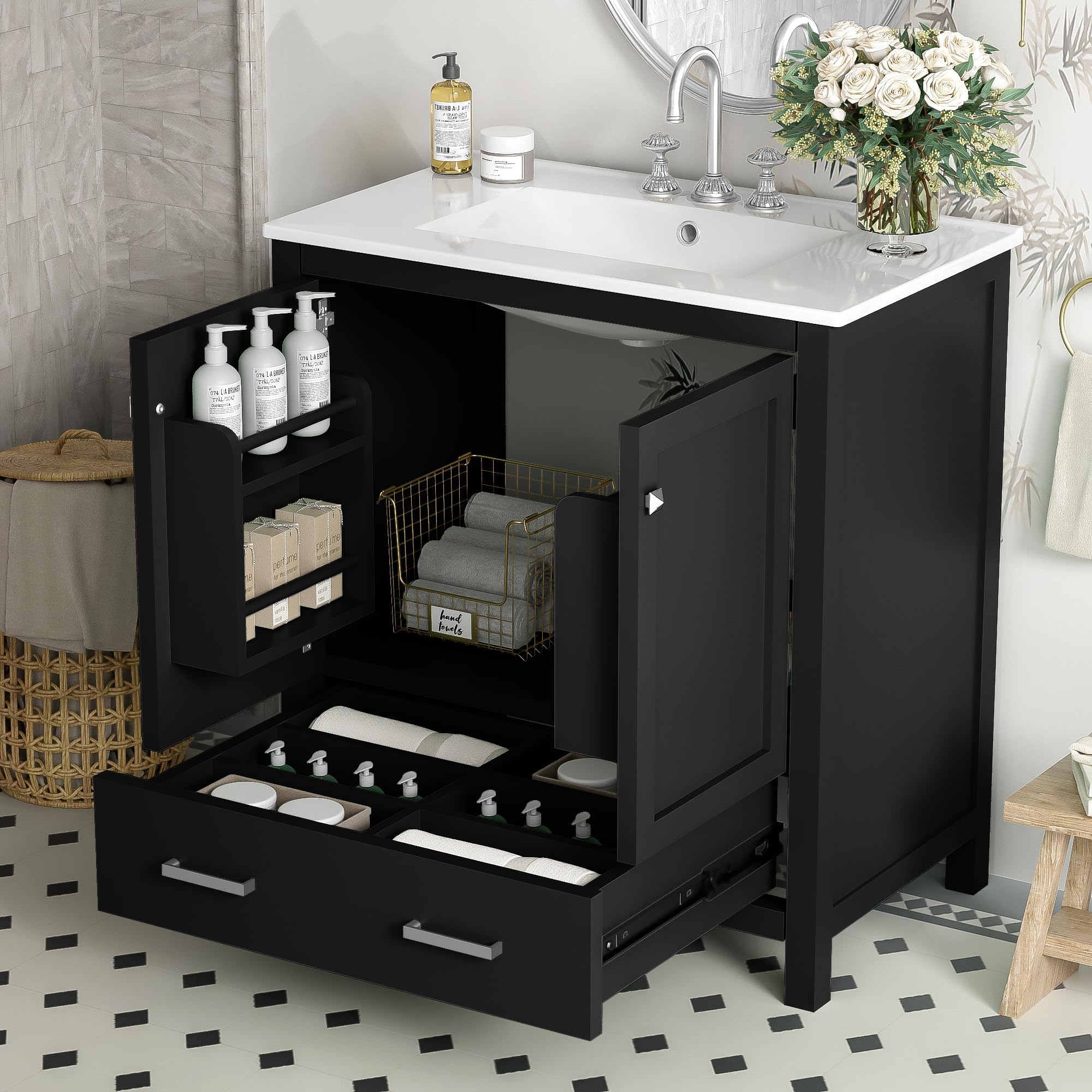 Amazon.com: La Royal Espresso Shaker Sink Base Bathroom Vanity 30 ...
