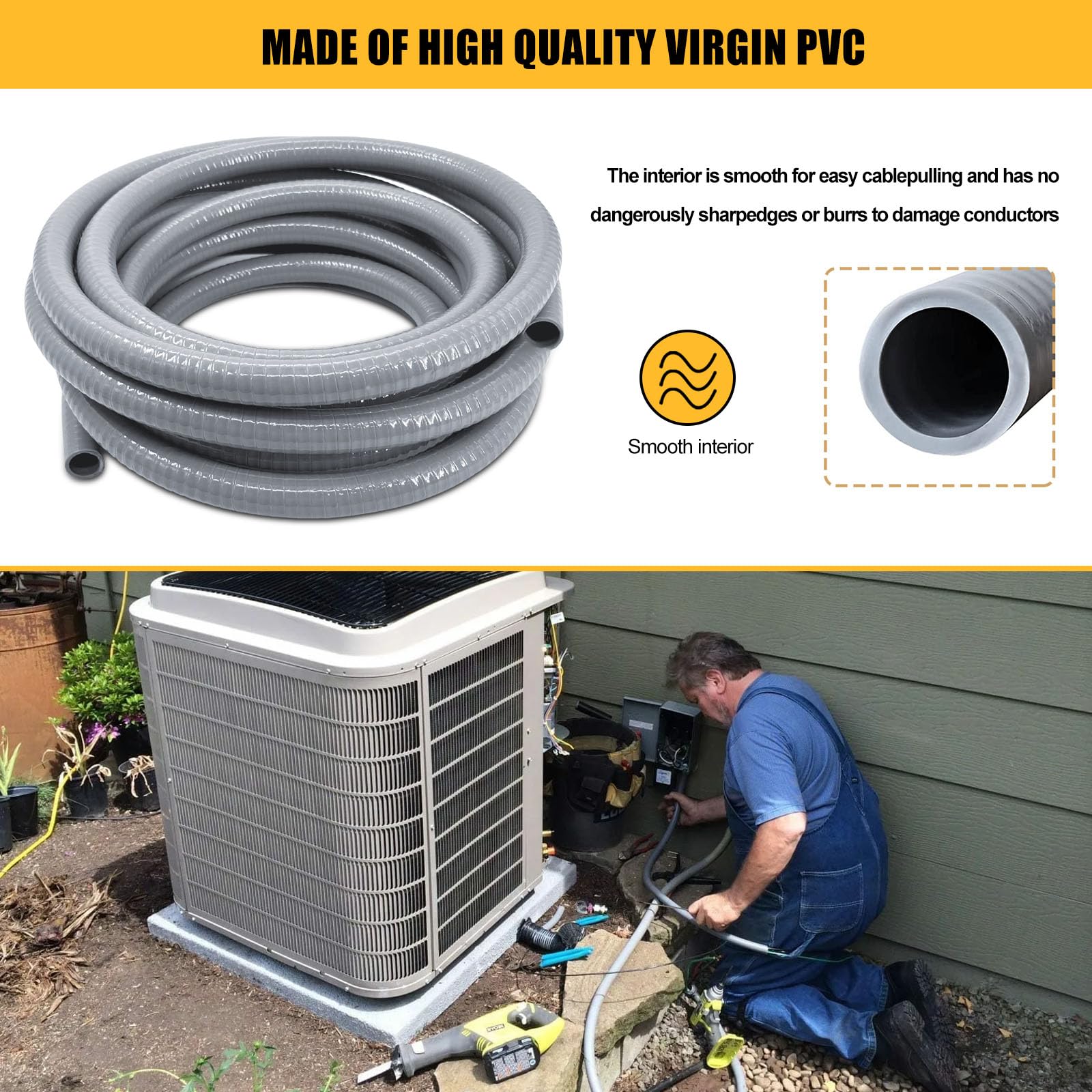 Snapklik.com : Wocloer 1/2 Inch 60 Foot Liquid-Tight Conduit Kit ...