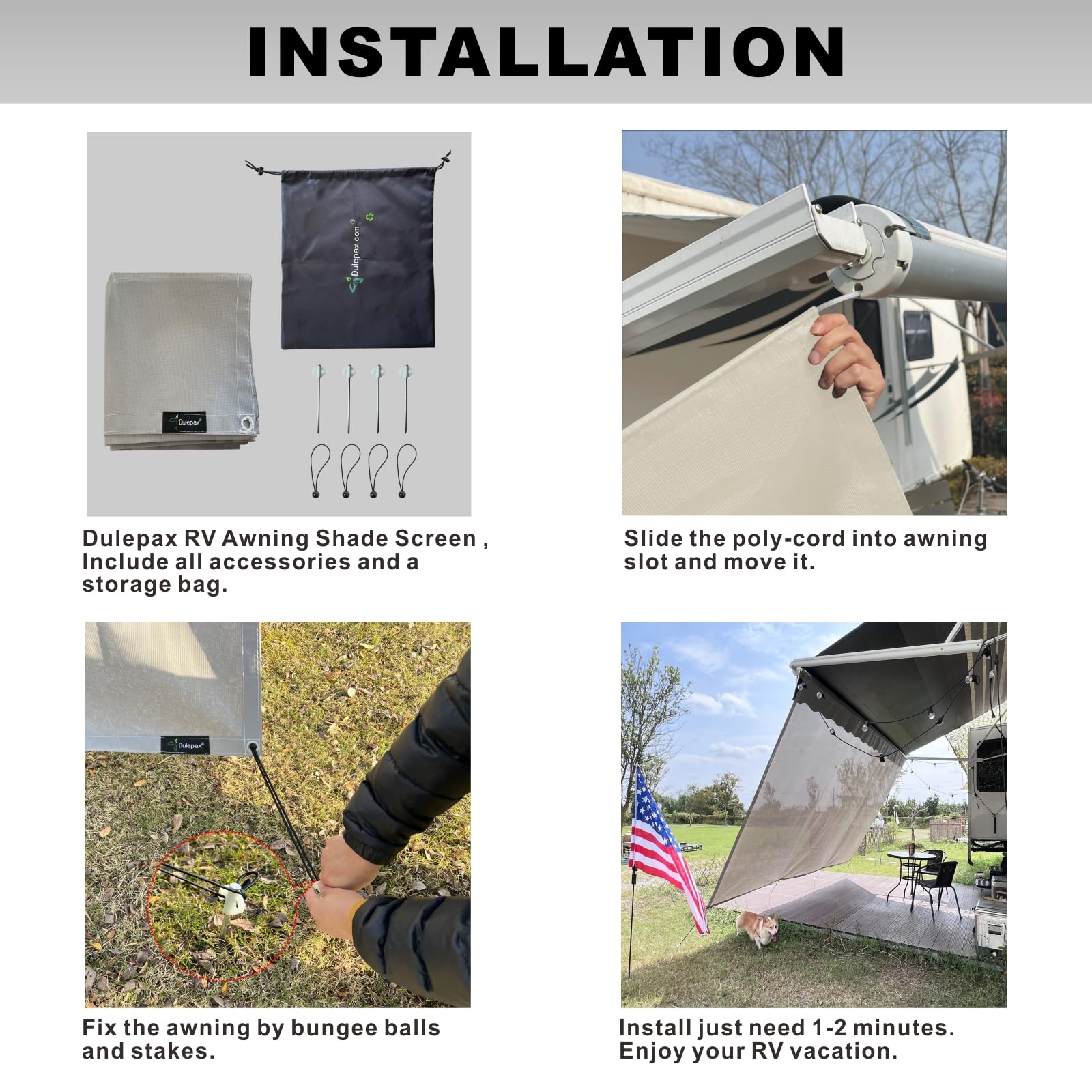 Snapklik.com : Dulepax RV Awning Shade Screen 8X143 Beige Mesh RV ...