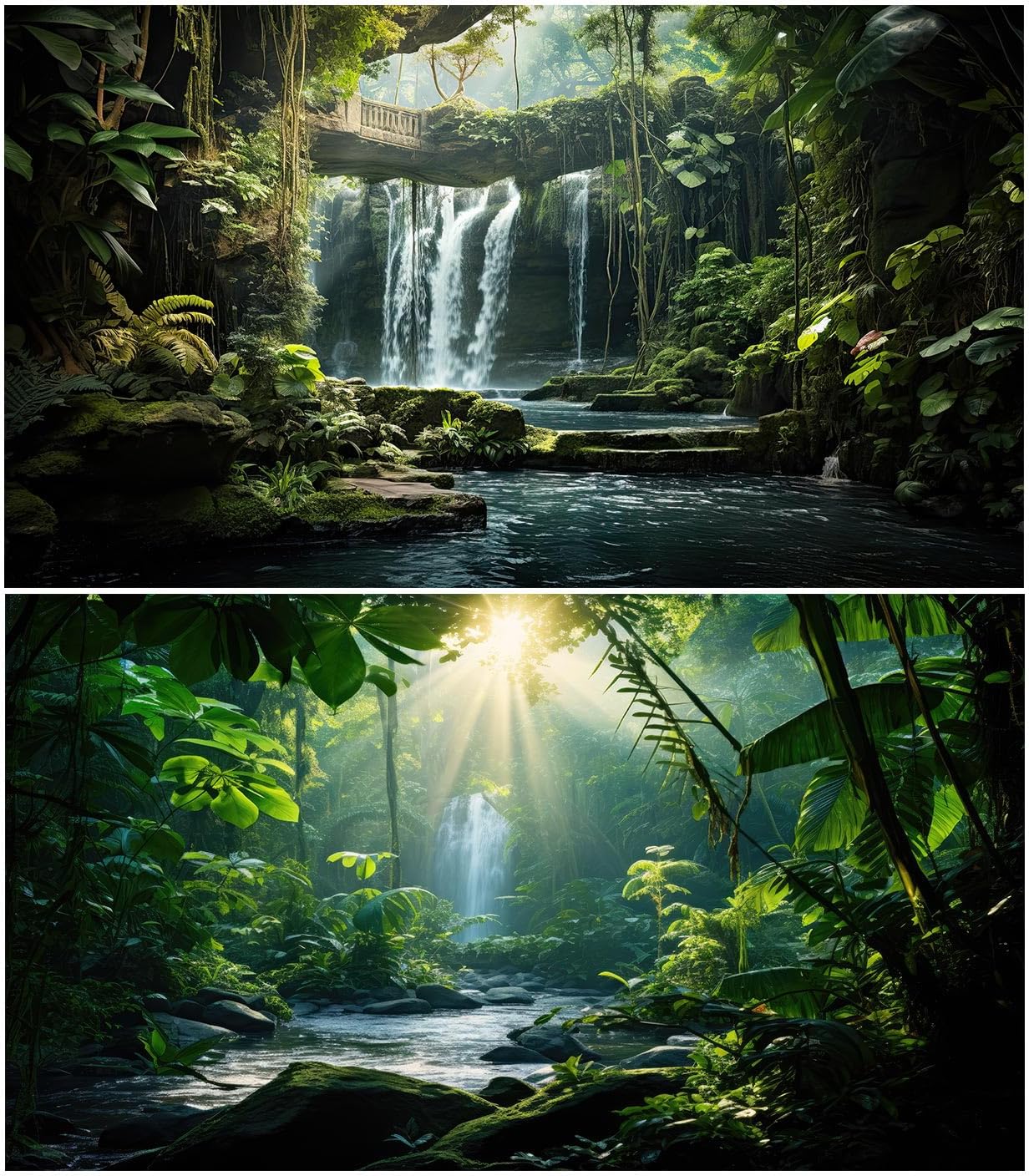 Amazon.com : 2 Packs Tropical Waterfall Aquarium Background Jungle ...