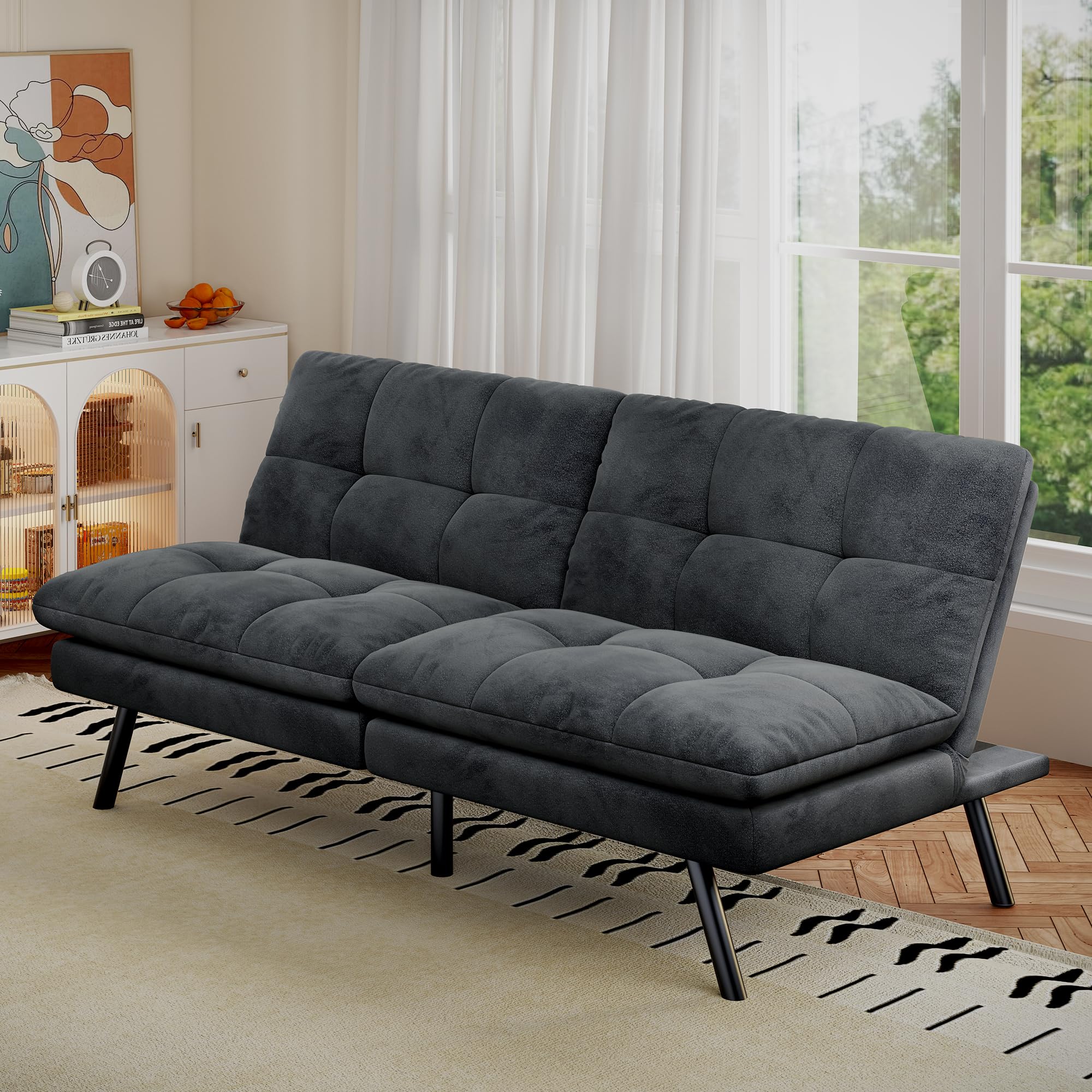 Amazon.com: AMICLIBER Convertible Futon Sofa Bed,Memory Foam Linen ...