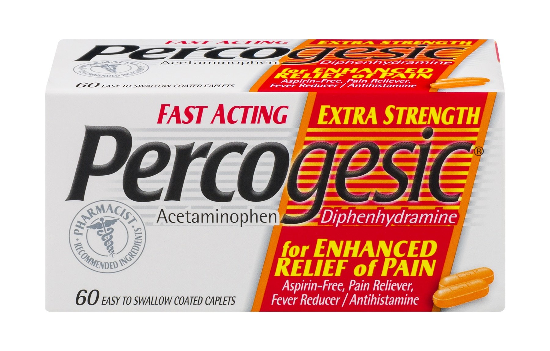 Buy Percogesic Extra Strength Pain Reliever, Aspirin Free, Dual Action ...