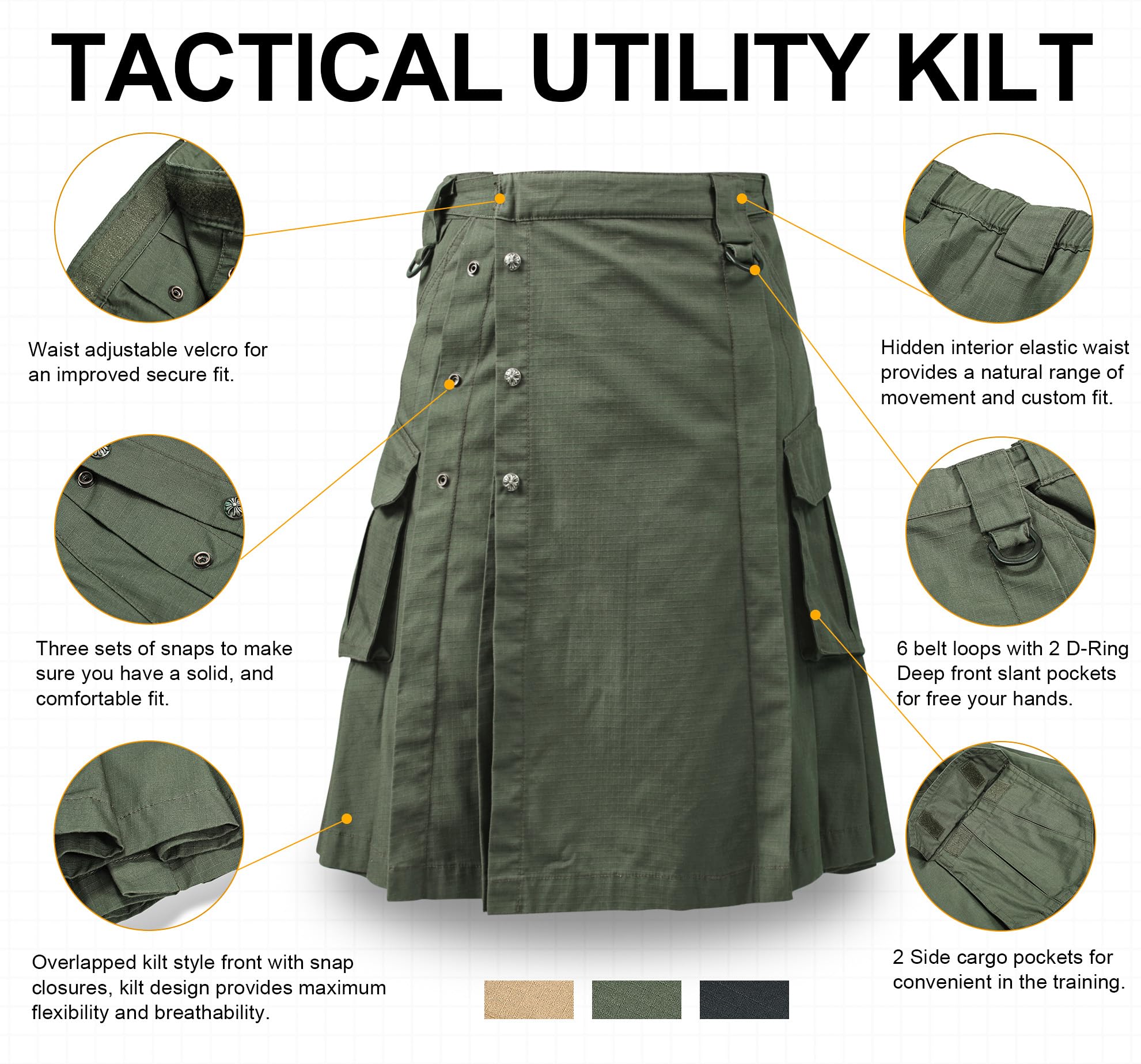 Snapklik.com : Mens Kilt For Men, Camo Scottish Outdoor Utility Pleated ...
