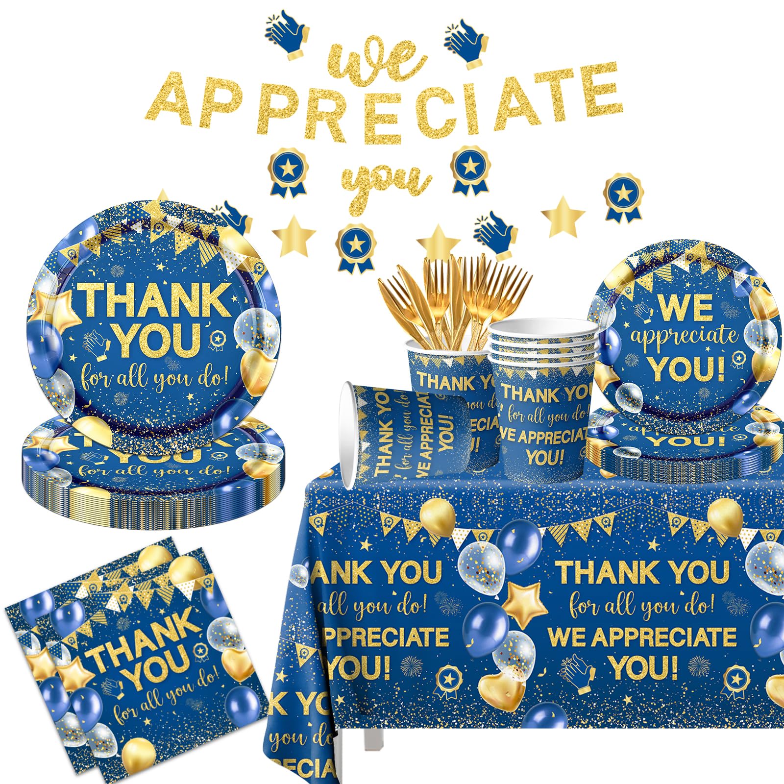 Amazon.com: We Appreciate You Decorations Tableware set, 142Pcs Thank ...