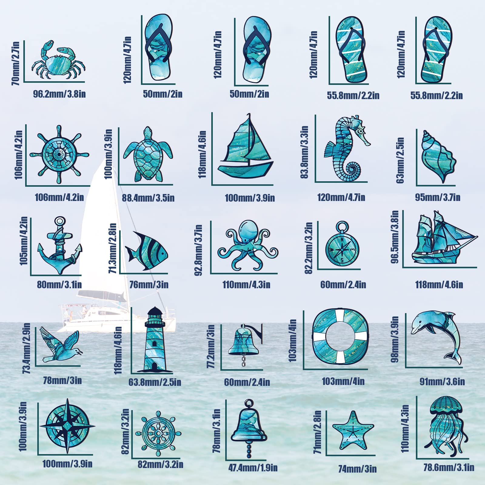 Snapklik.com : 25 Pcs Ocean Cruise Door Magnets Decorations Blue Summer ...