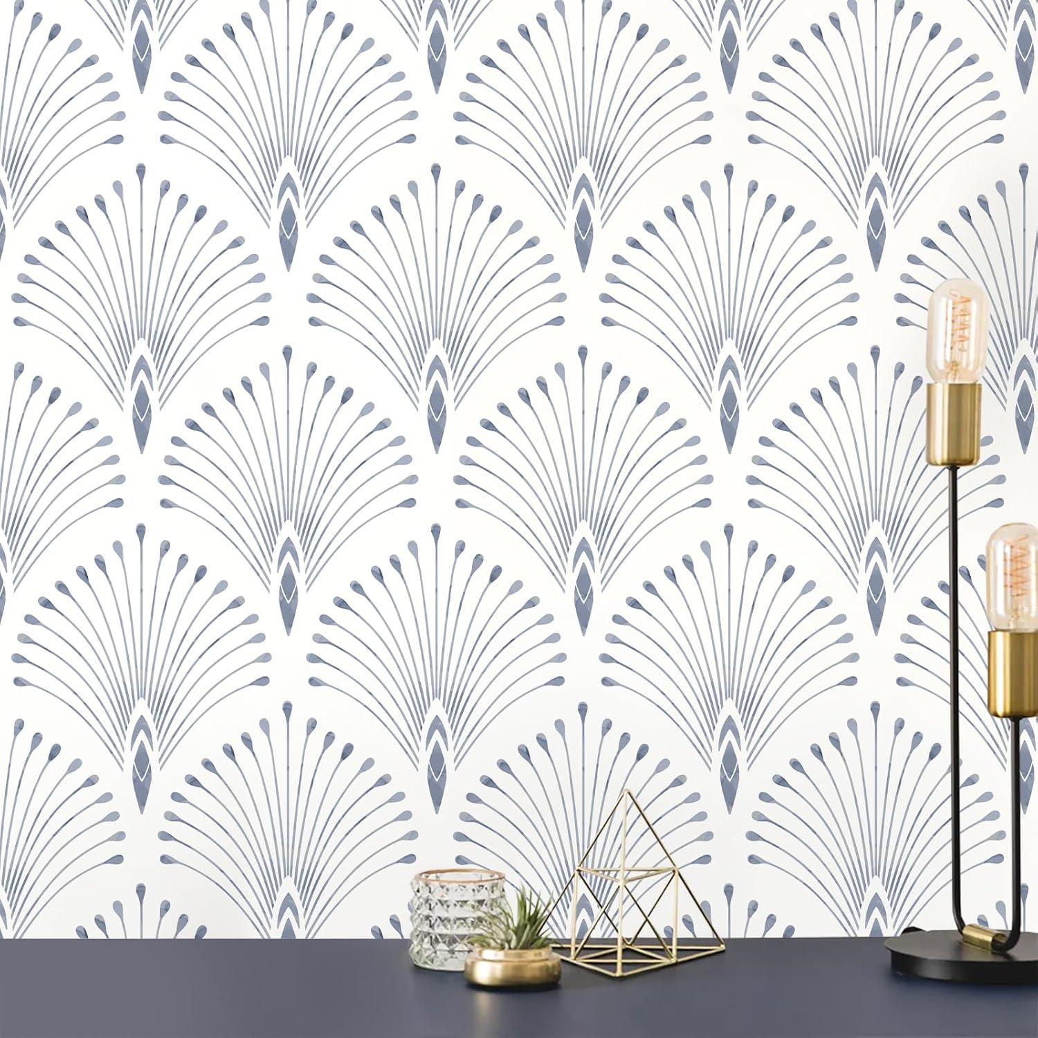 lenify Blue Peel and Stick Wallpaper Boho Contact Paper 15.7inch × 118 ...