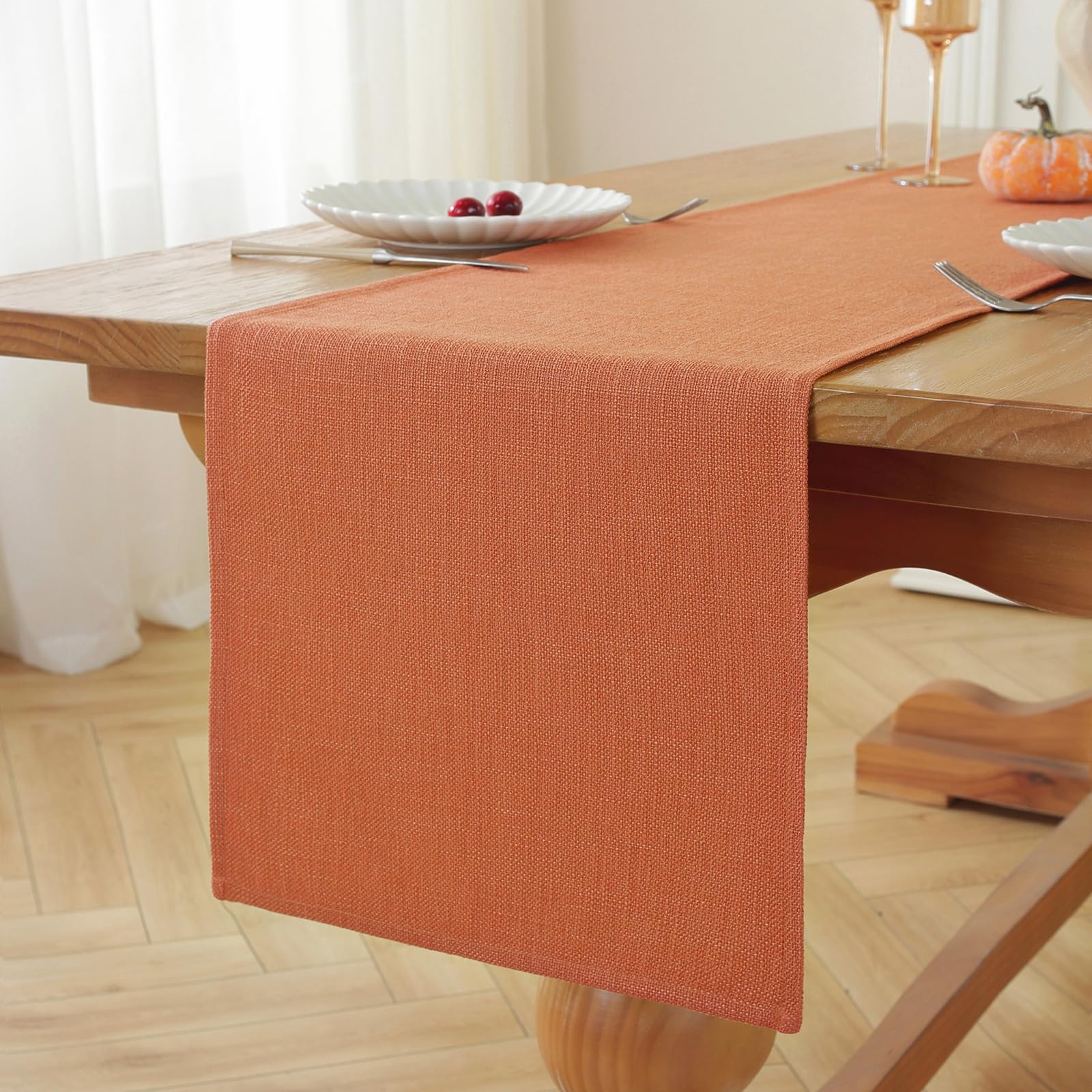 Amazon.com: Orange Table Runners 48 Inches Long, Linen Textured Rustic ...