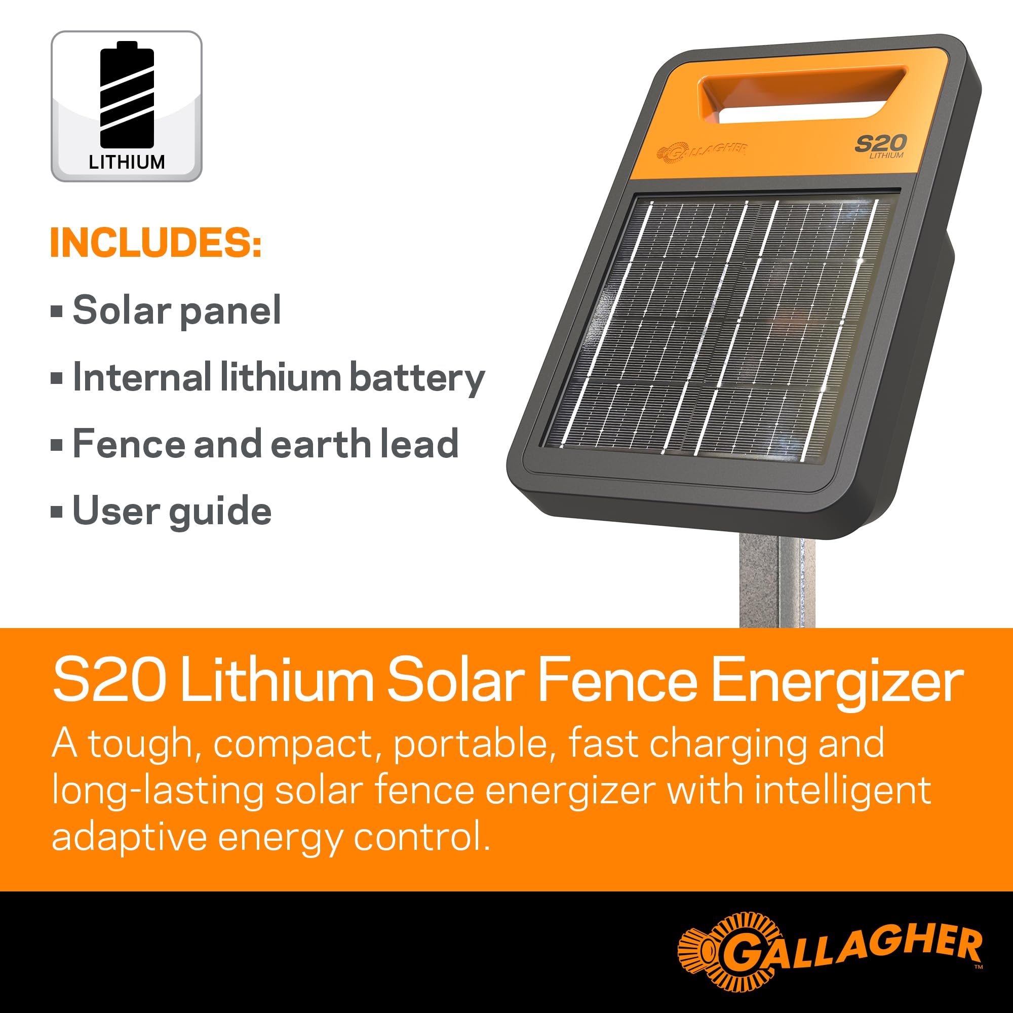 Snapklik.com : Gallagher S20 Solar Electric Fence Charger Powers Up To ...
