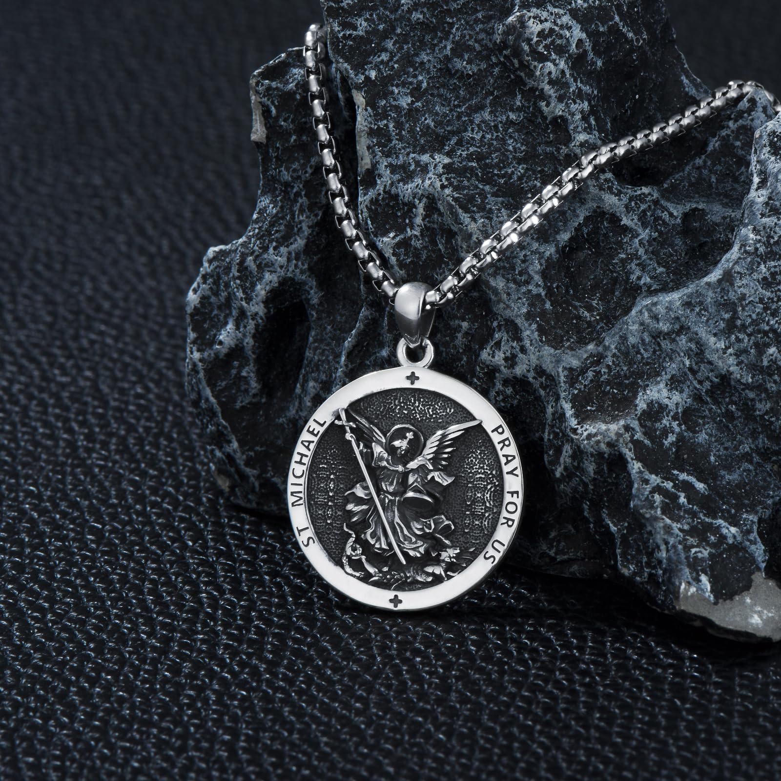 Snapklik.com : Sterling Silver Saint Michael Necklace For Men St ...