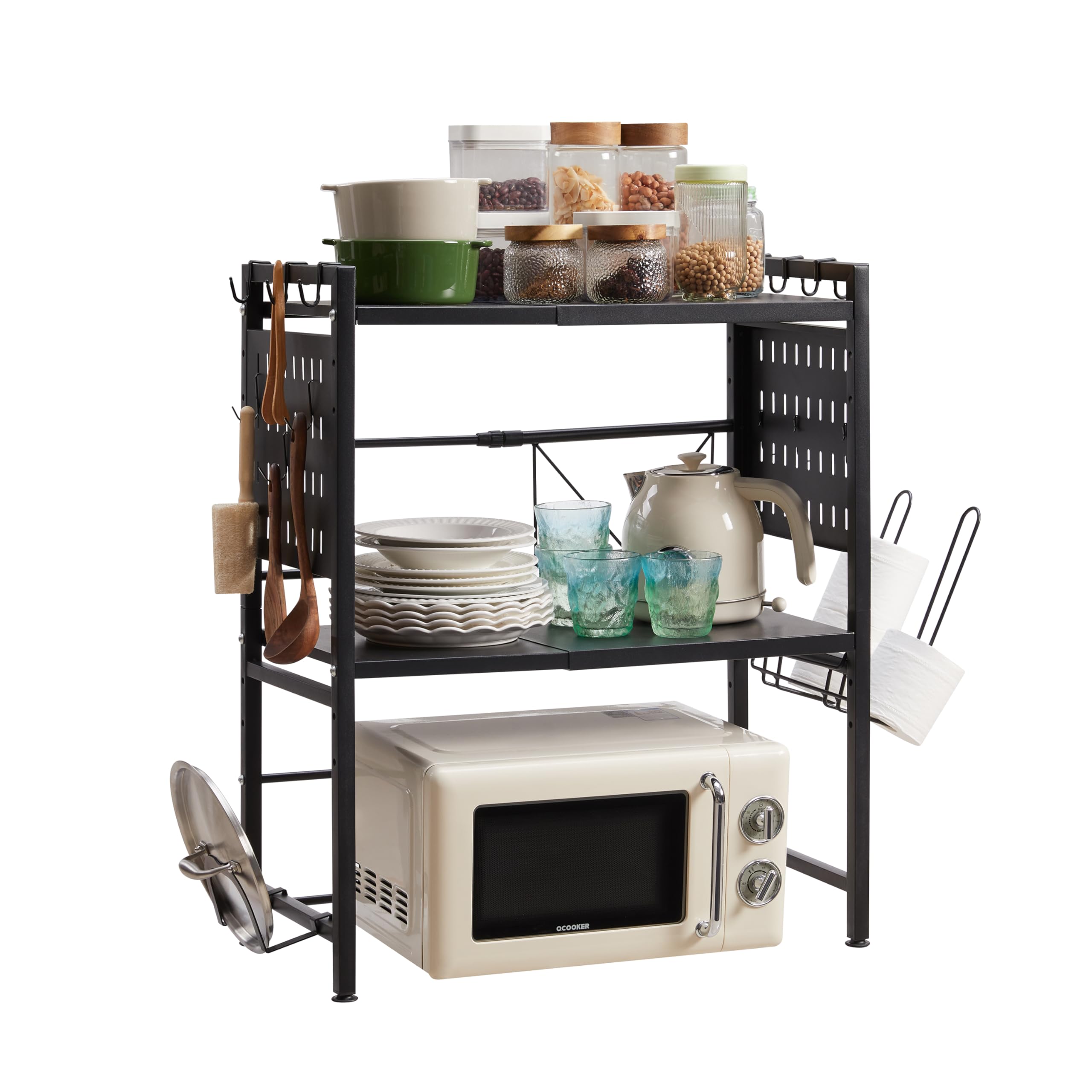 Snapklik.com : Adjustable Microwave Stand, 3-Tier Microwave Oven Rack