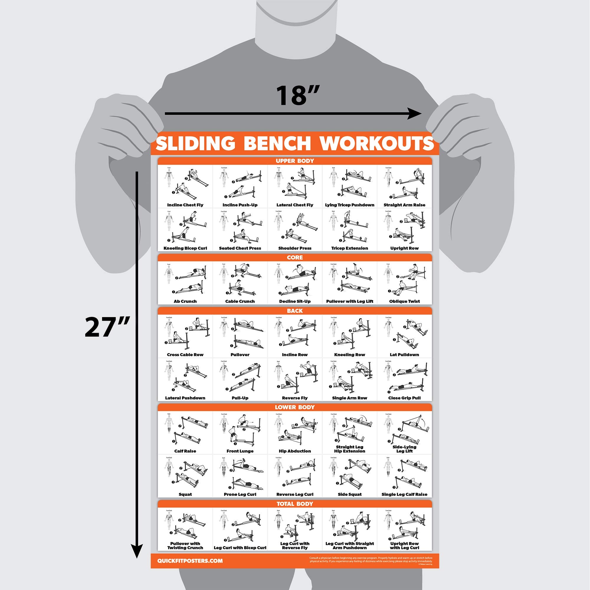 QuickFit 2 Pack - Sliding Bench Workouts & Bodyweight Exercise Poster ...