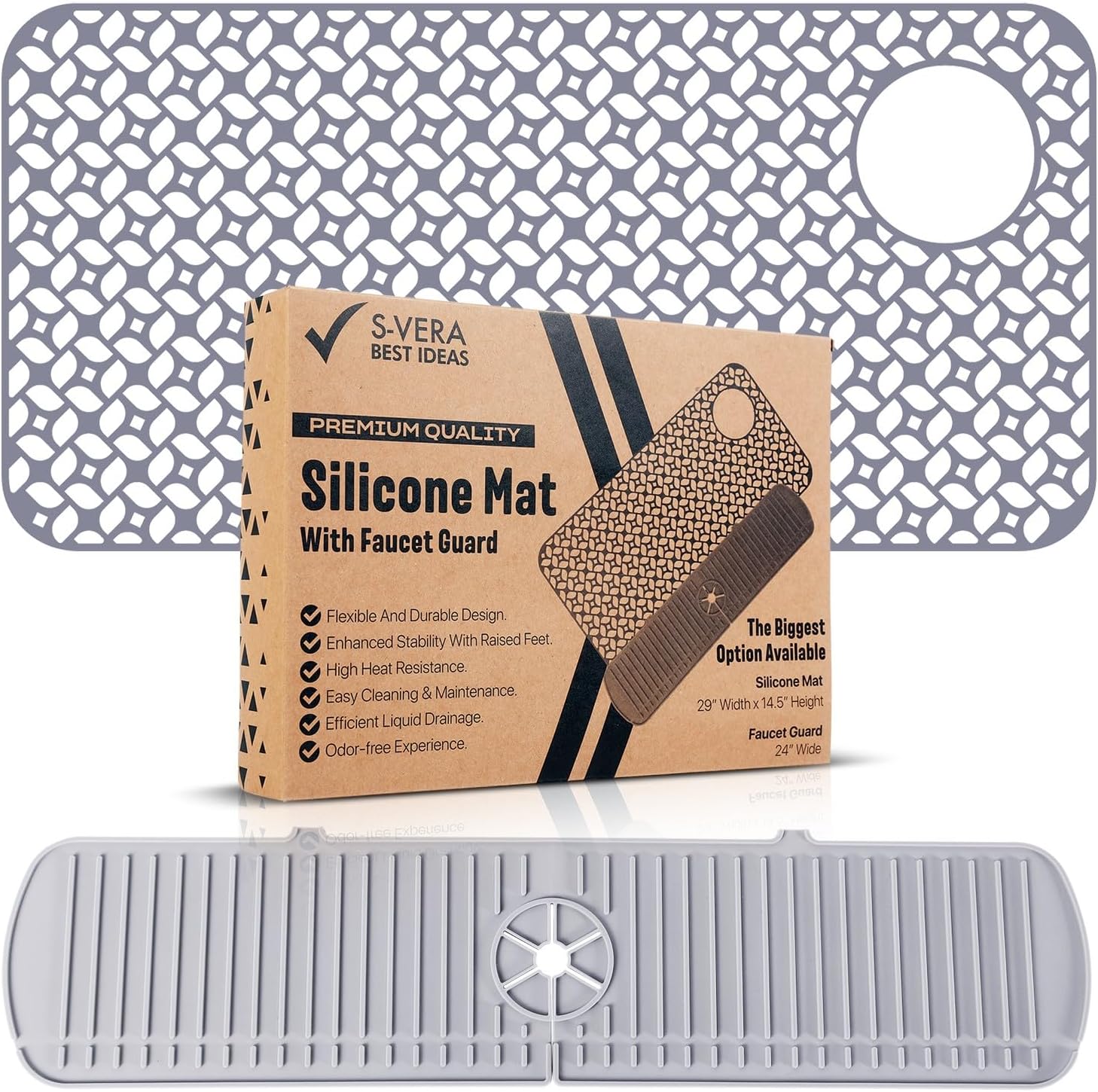 Sink Mat for Kohler sink 29'' x 14.5'' - Grey Sink Protector for ...