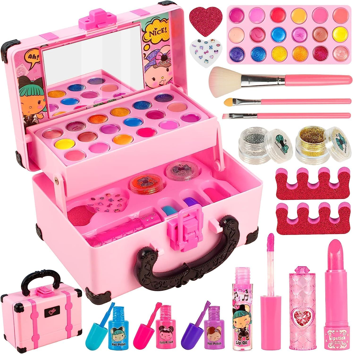 Kids Makeup Kit for Girls - Washable Real Makeup Toddler Toys ...