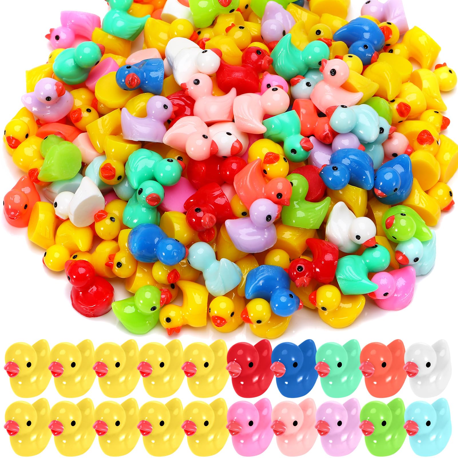 Guiqulai 200 Pcs Mini Resin Ducks Mini Ducks Mini Figurines Tiny Ducks ...